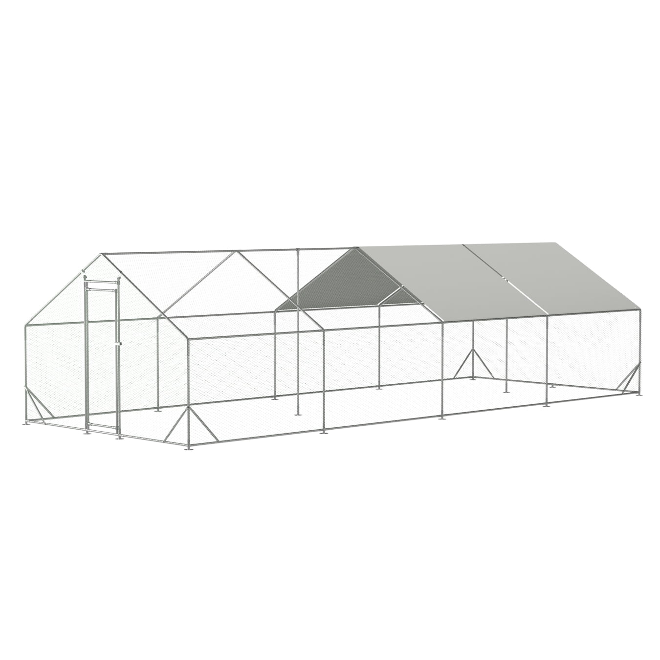 Large Galvanized Metal Walk-in Chicken Run Coop with Waterproof Anti-UV ...
