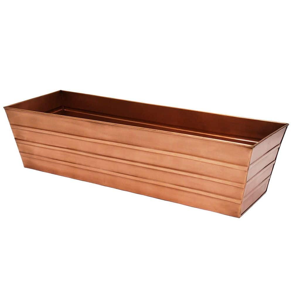 Large Galvanized Steel Flower Box Planter, 35.25 Inch Wide, Copper ...