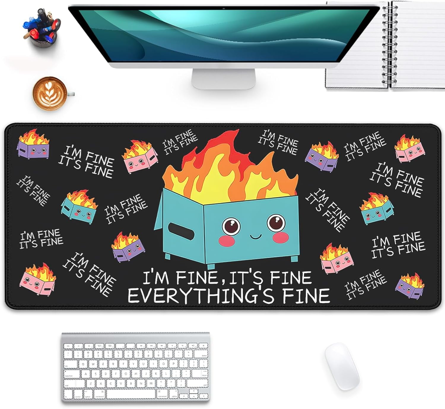 Large Gaming Desk pad for Dumpster on fire Mouse Pad,Mouse Pads for ...