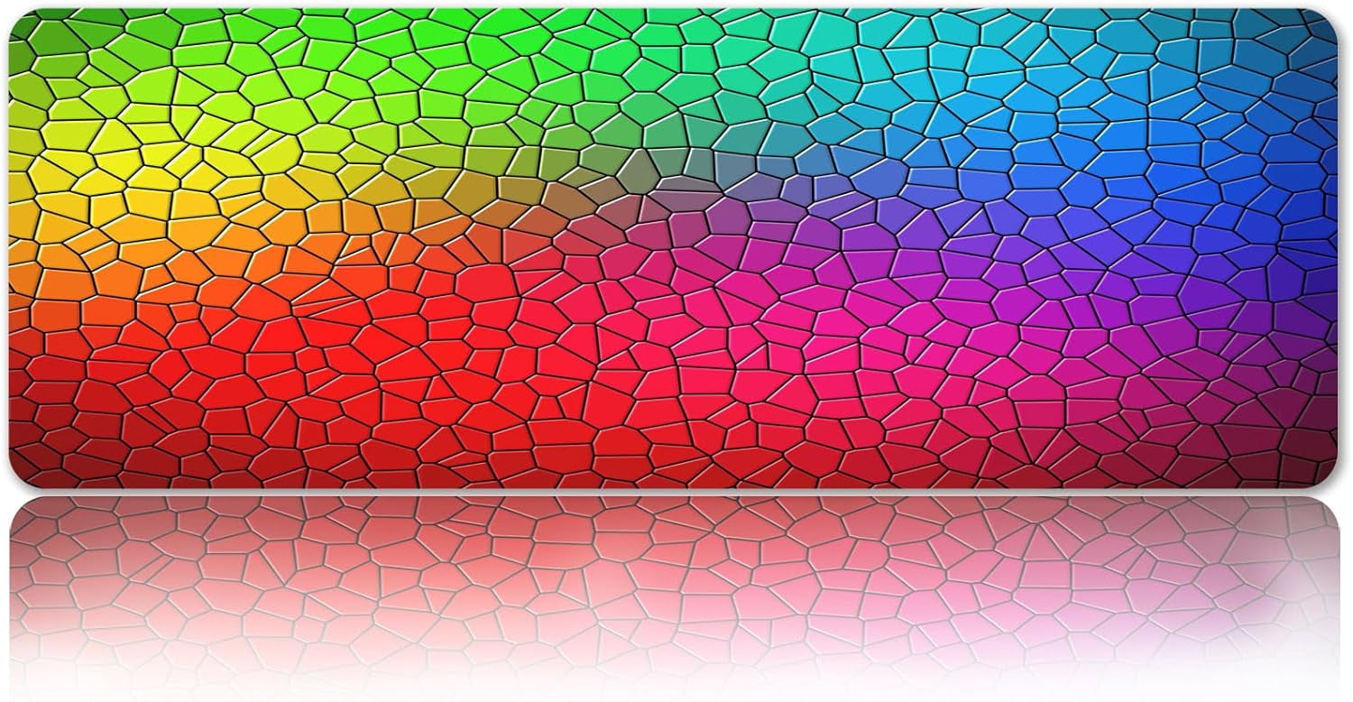 Large Gaming Mouse Pad - Abstract Rainbow Gradient Large Office Decor ...