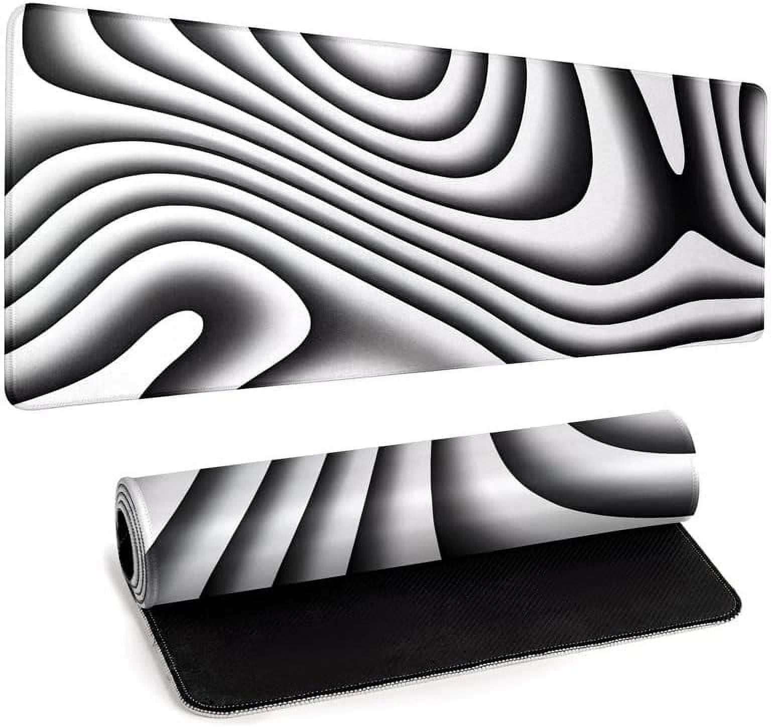 Large Gaming Mouse Pad Anime Black and White Wave Mouse Pad Big Desk ...