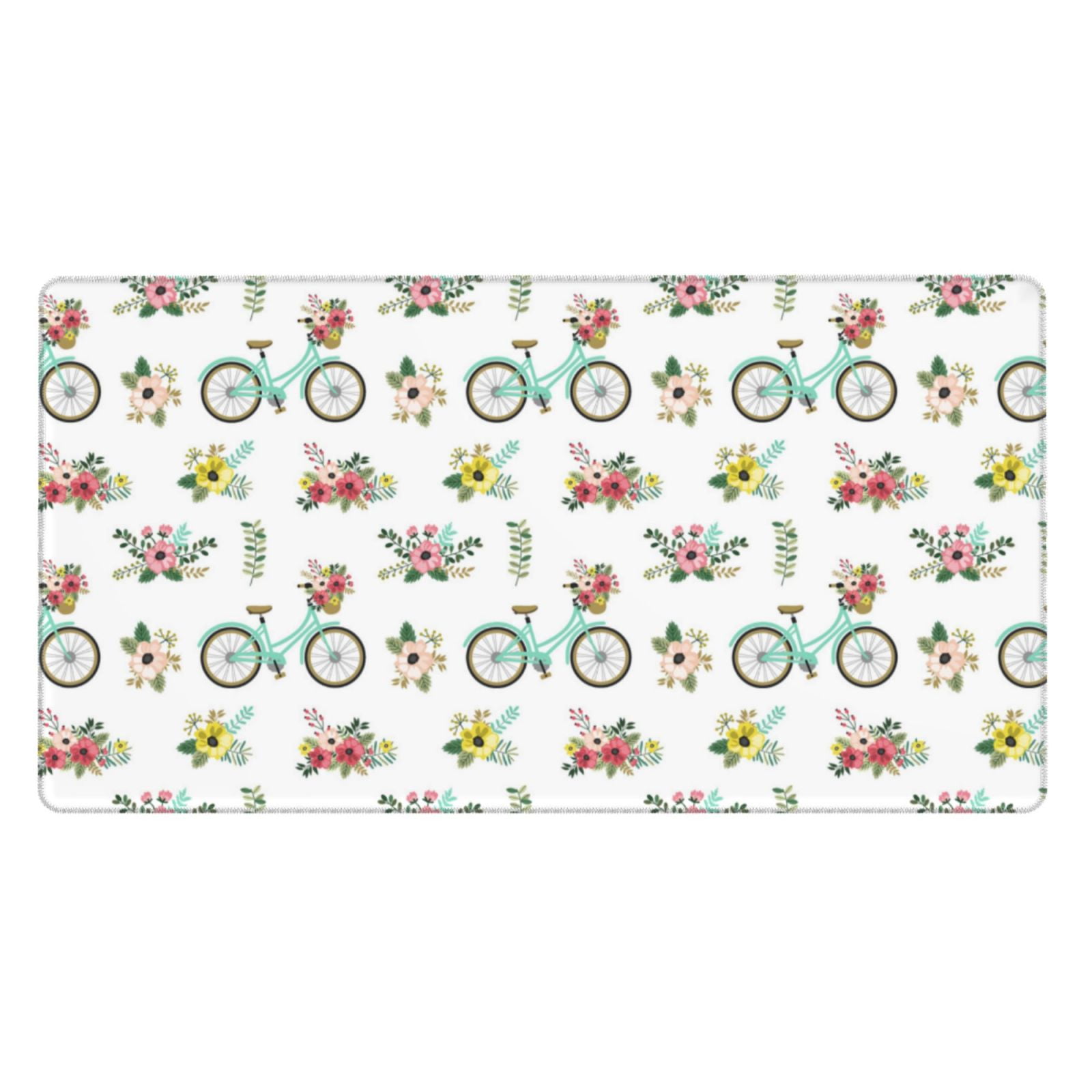 Large Gaming Mouse Pad - Bike Pattern flower Non-Slip Rubber Base Desk ...