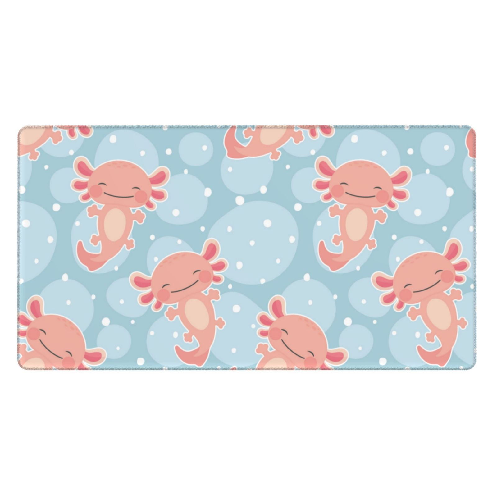 Large Gaming Mouse Pad - Cartoon Cute Axolotl Blue Non-Slip Rubber Base ...