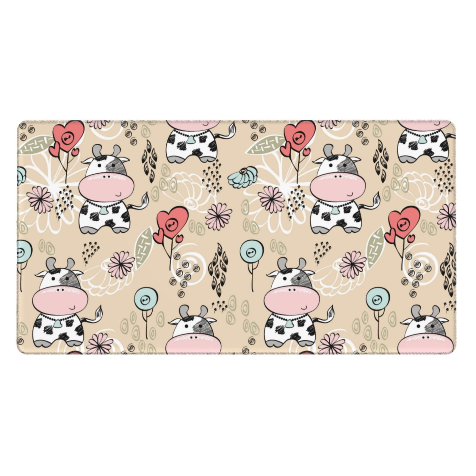 Large Gaming Mouse Pad - Cartoon Cute Cow Love Non-Slip Rubber Base ...
