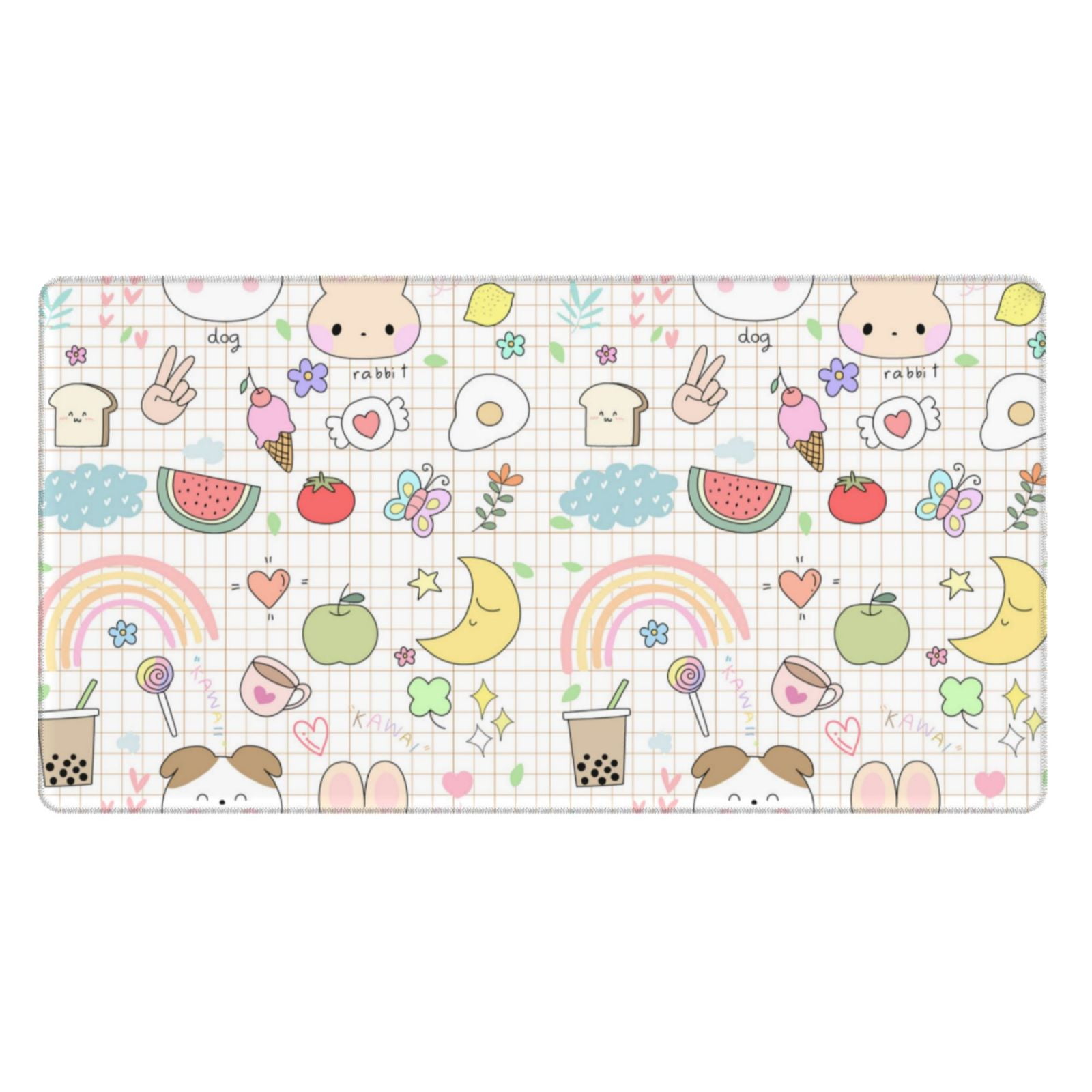 Large Gaming Mouse Pad - Cartoon Cute Rabbit Moon Rainbow Non-Slip ...