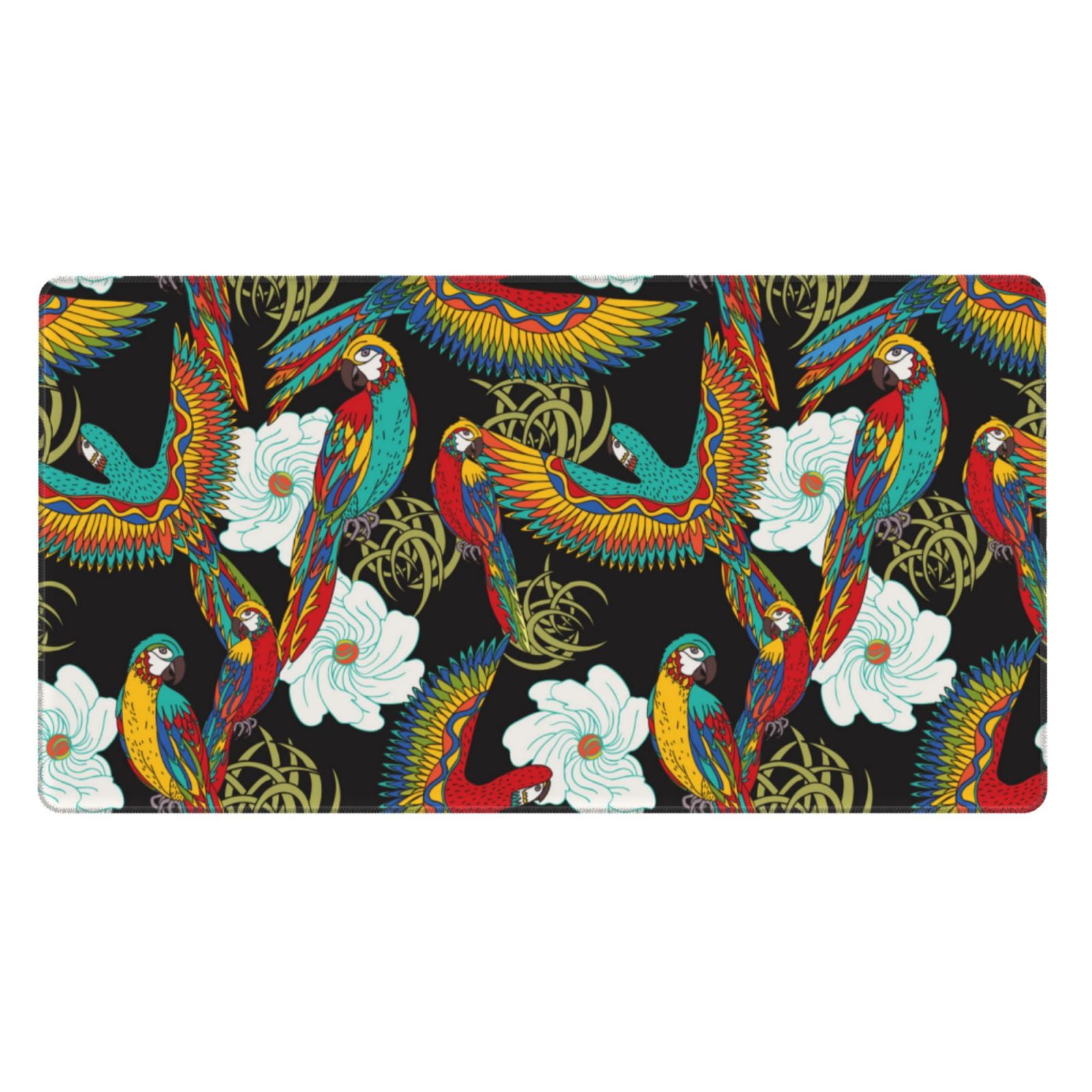 Large Gaming Mouse Pad - Classic Color Parrot Flower Non-Slip Rubber ...