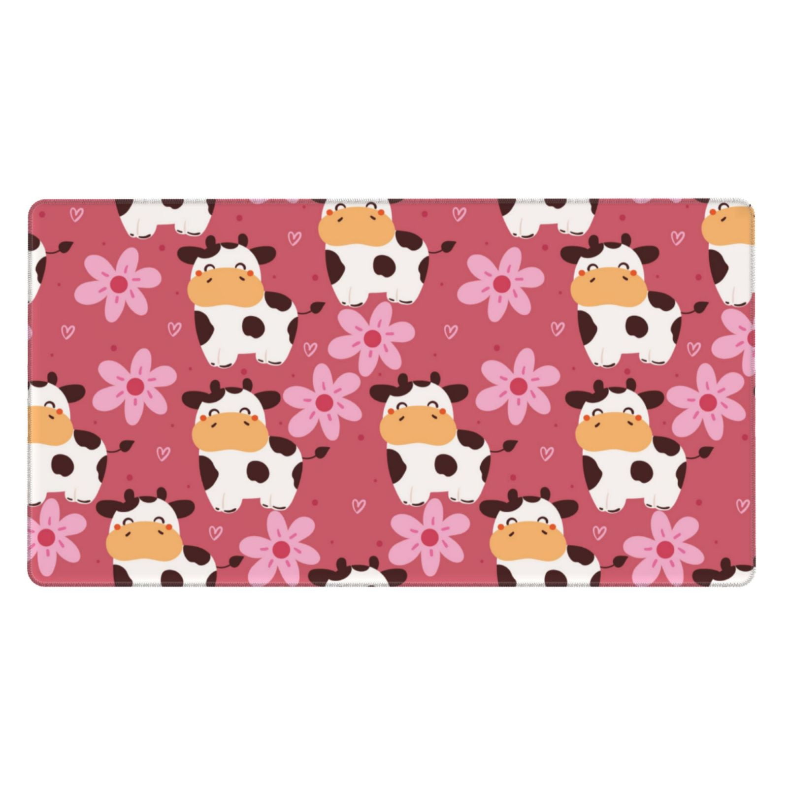Large Gaming Mouse Pad - Classic Cute Smiling Cow Flower Non-Slip ...