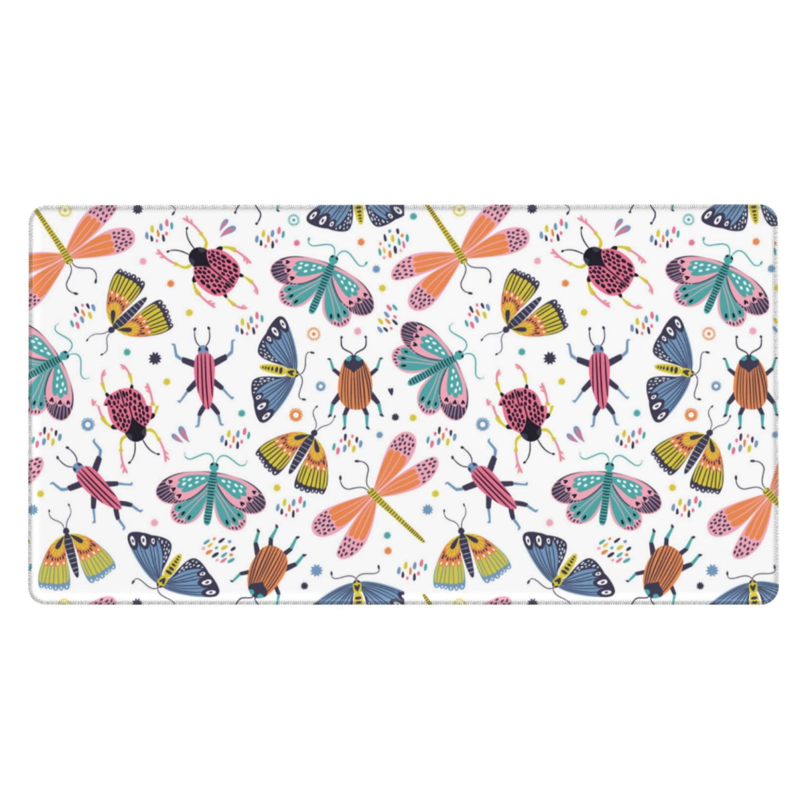 Large Gaming Mouse Pad - Colorful Insects Non-Slip Rubber Base Desk Mat ...