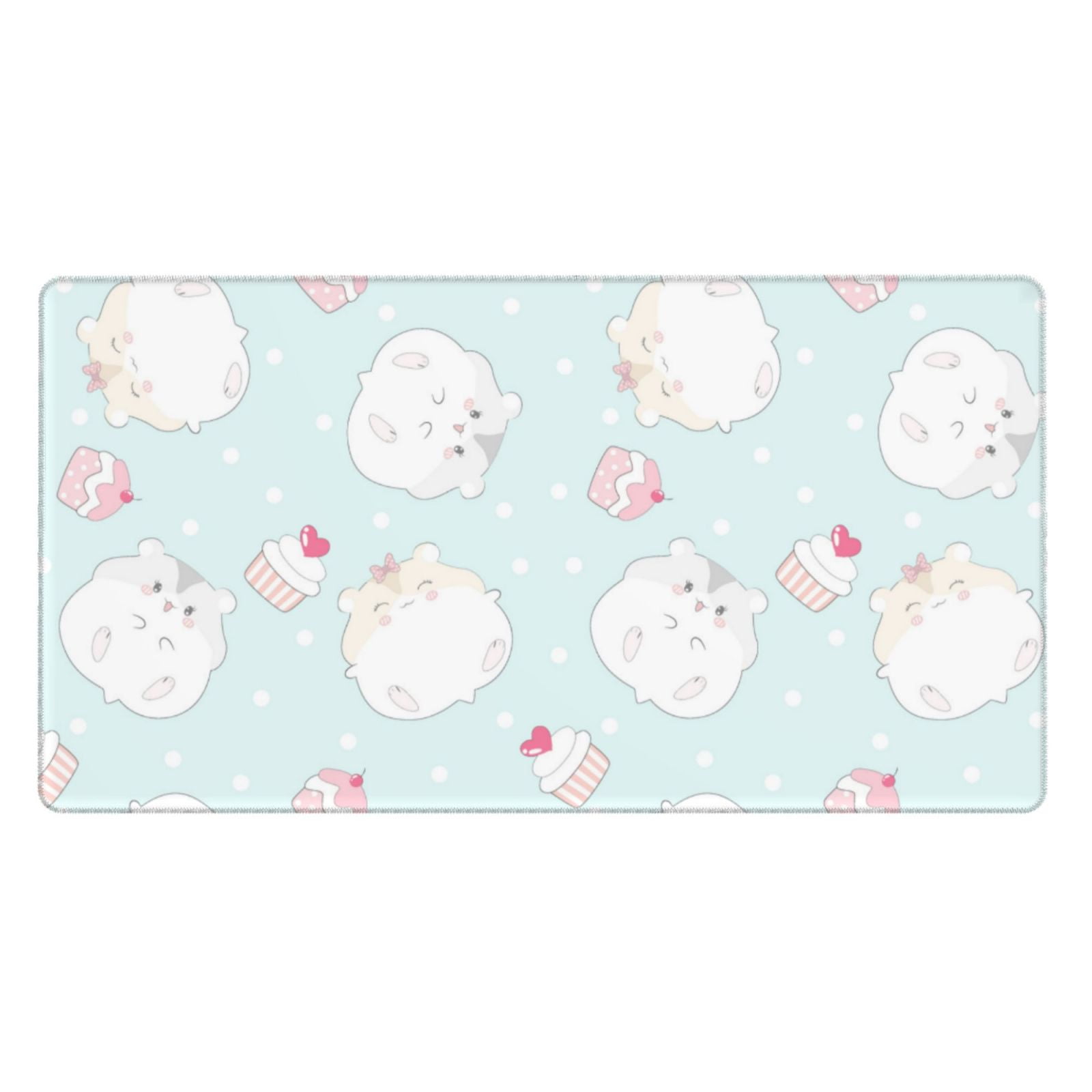 Large Gaming Mouse Pad - Cute Cartoon Hamster Cake Non-Slip Rubber Base ...