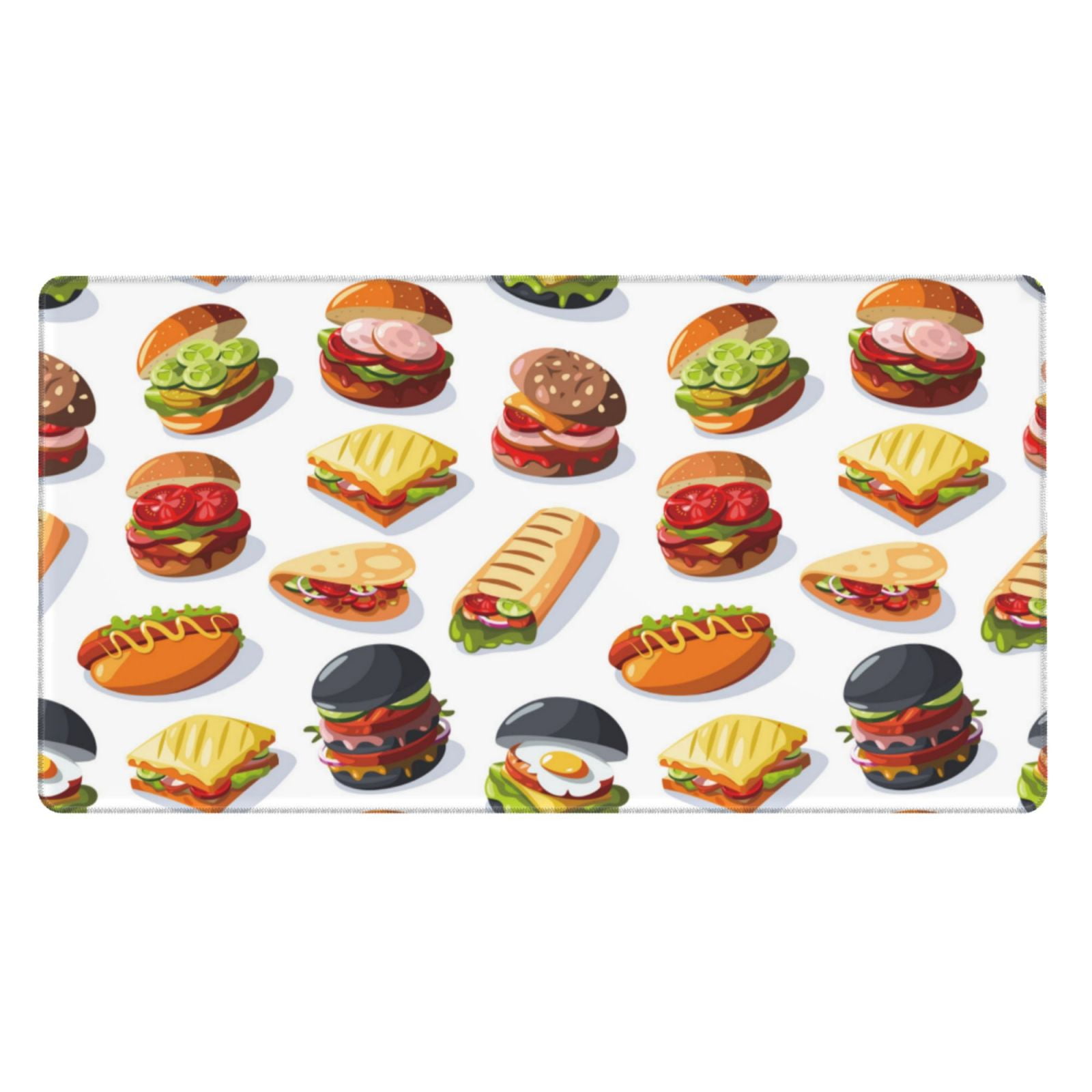 Large Gaming Mouse Pad - Cute Cheese Hamburger Chicken roll Non-Slip ...