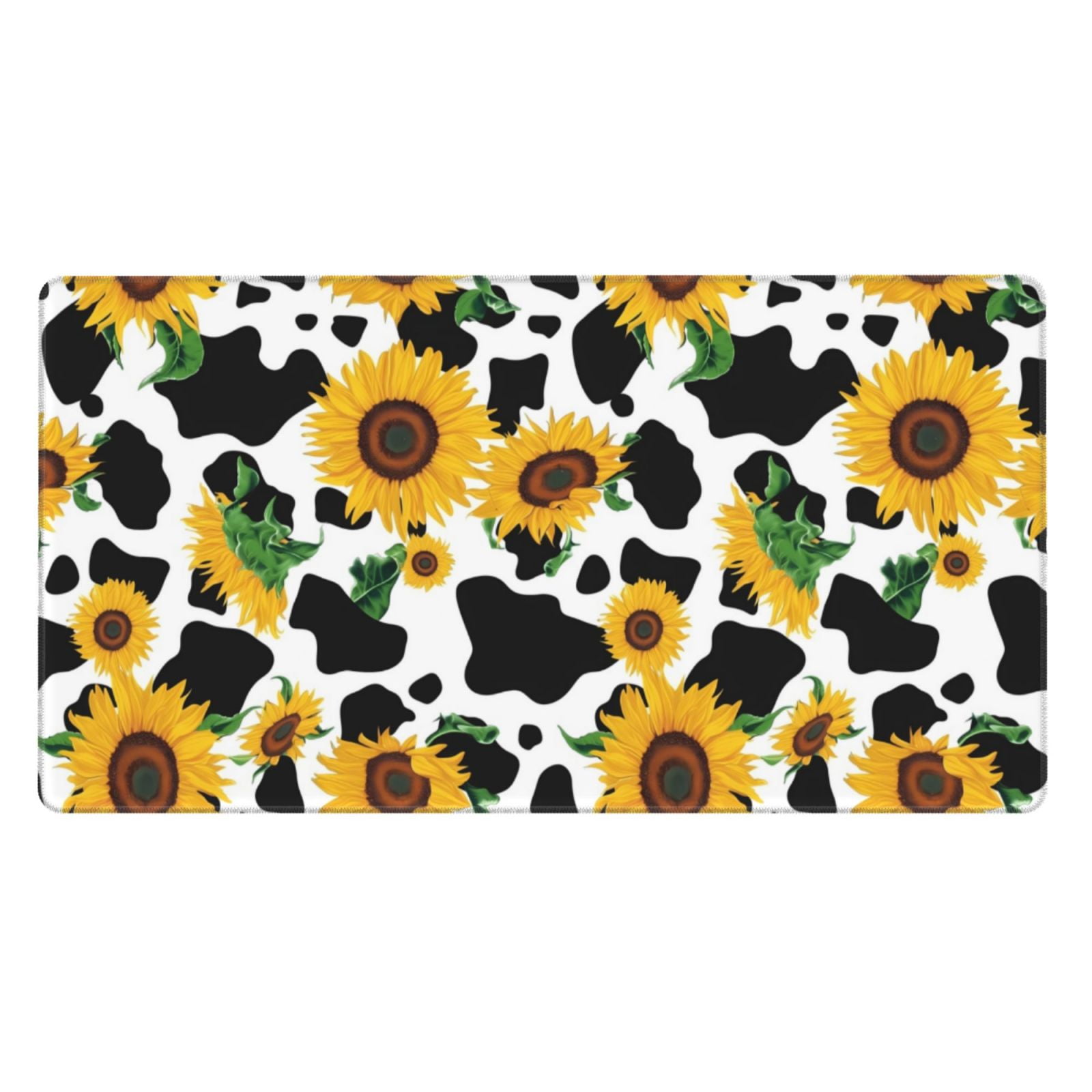 Large Gaming Mouse Pad - Cute Cow Print Sunflower D Non-Slip Rubber ...