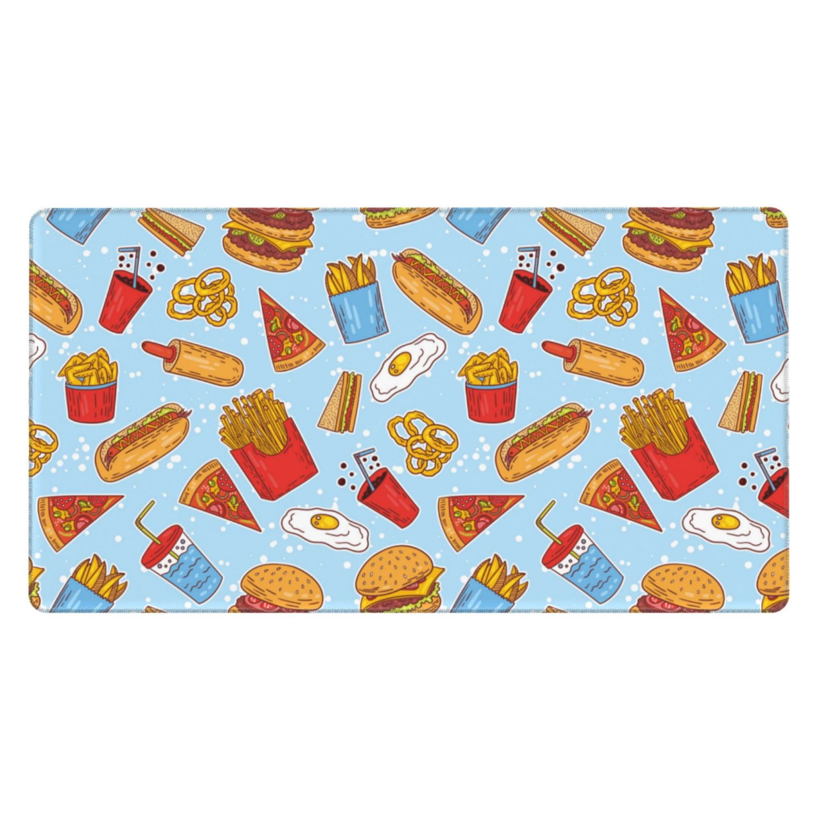 Large Gaming Mouse Pad - Cute Food Egg Burger Fries Non-Slip Rubber ...