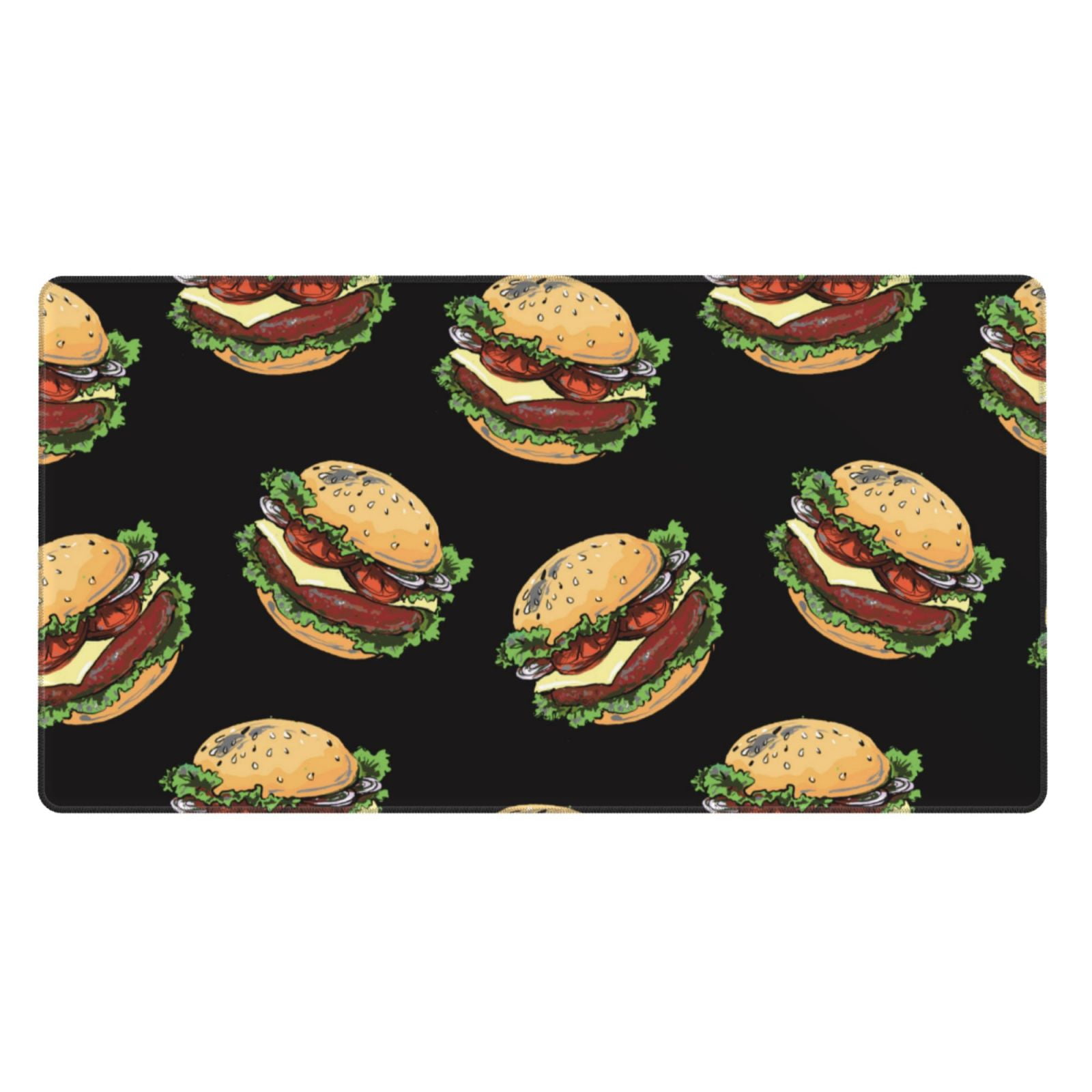 Large Gaming Mouse Pad - Cute Hamburger Black Non-Slip Rubber Base Desk ...