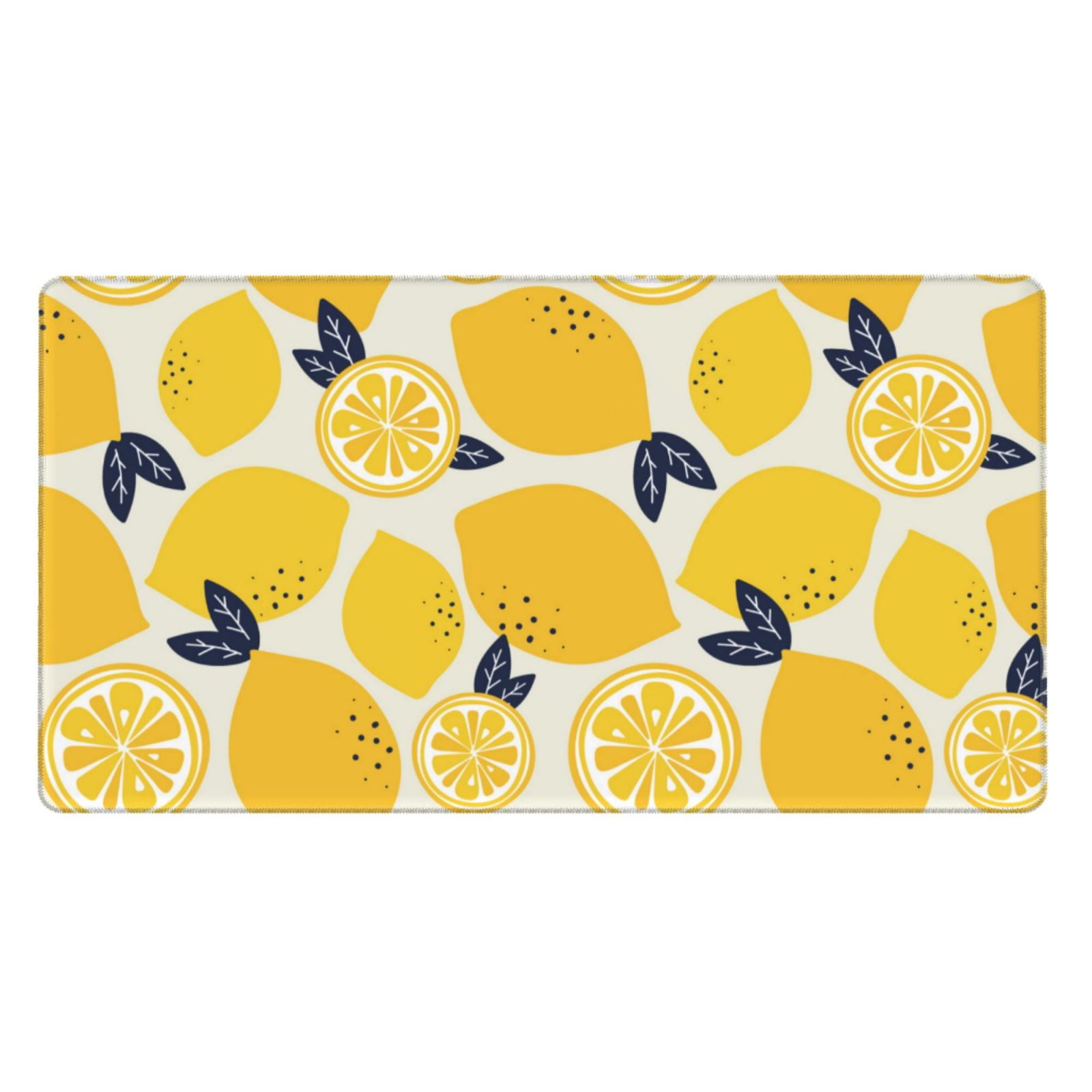 Large Gaming Mouse Pad - Cute Lemon Black Leaves Non-Slip Rubber Base ...