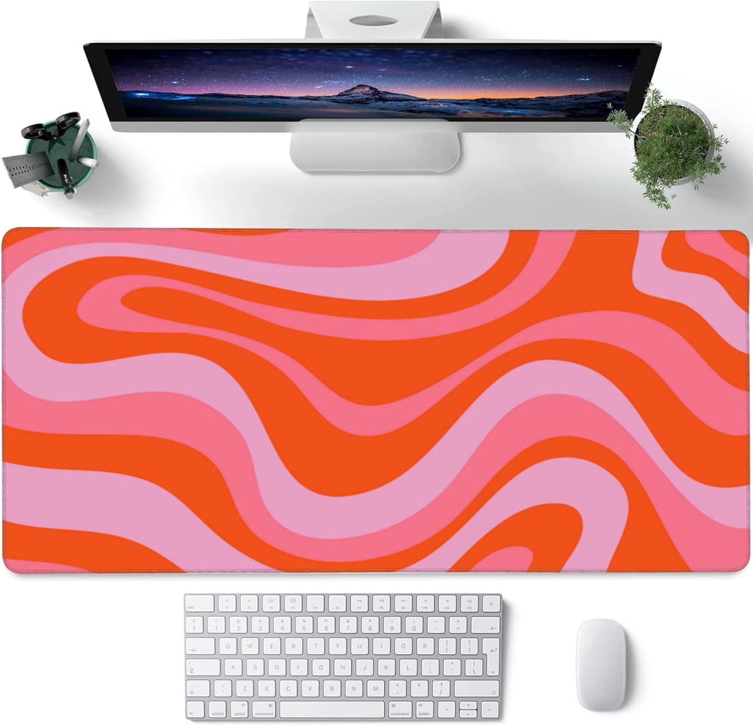 Large Gaming Mouse Pad for Desk,Hippie Groovy Waves Desk Mat for ...