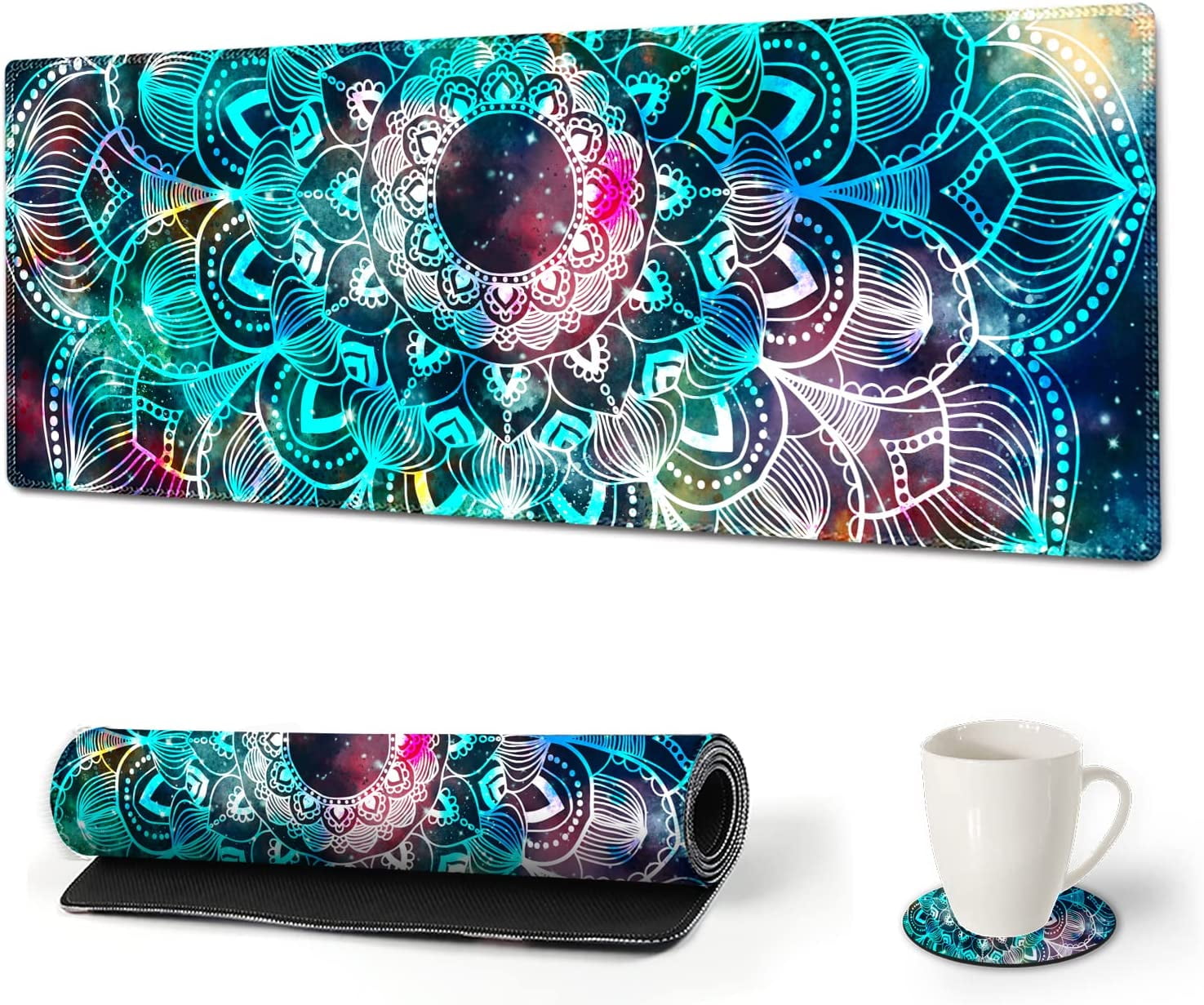 Large Gaming Mouse Pad Extended Mouse Pad with Stitched Edge, Keyboard ...