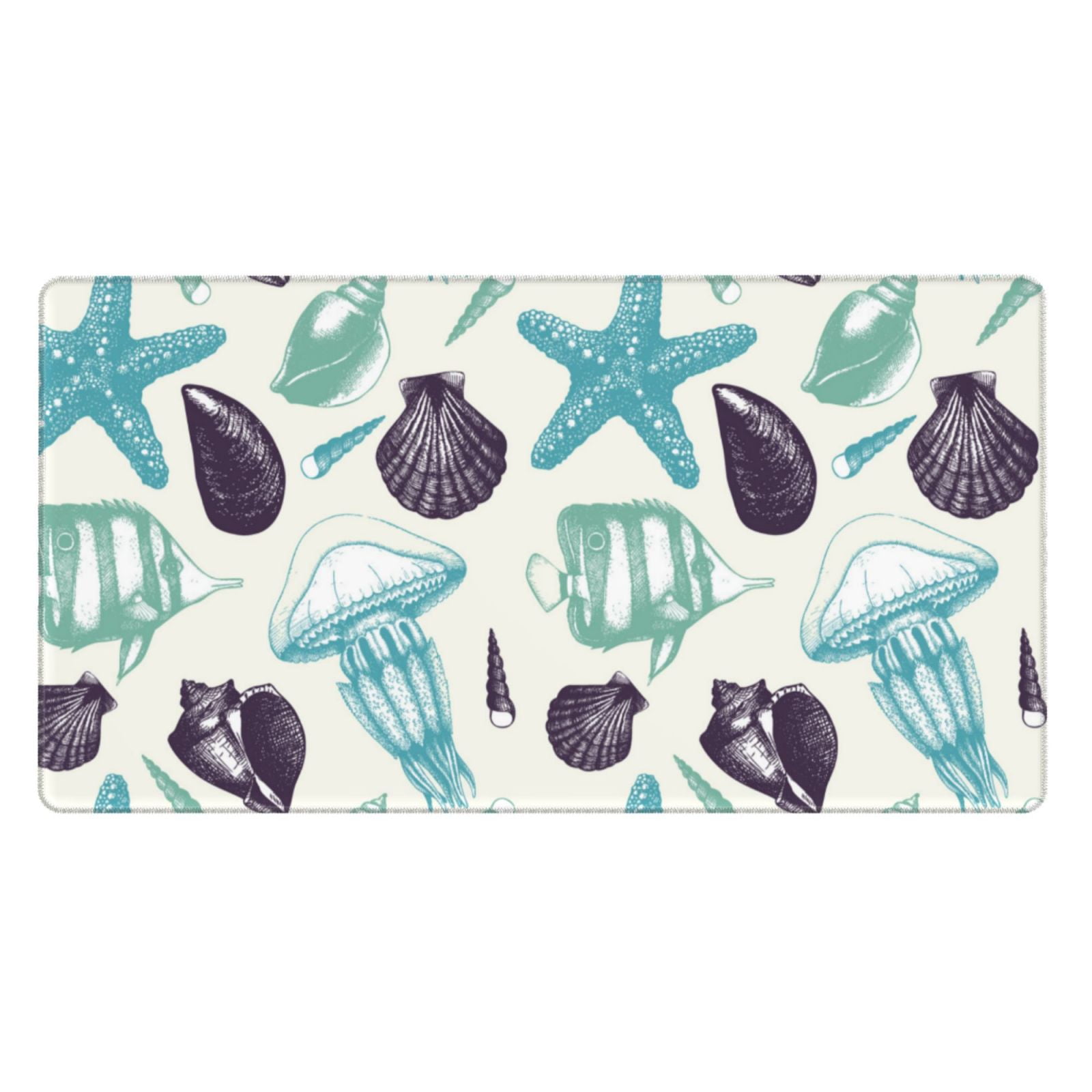 Large Gaming Mouse Pad - Fish Conch Jellyfish Non-Slip Rubber Base Desk ...