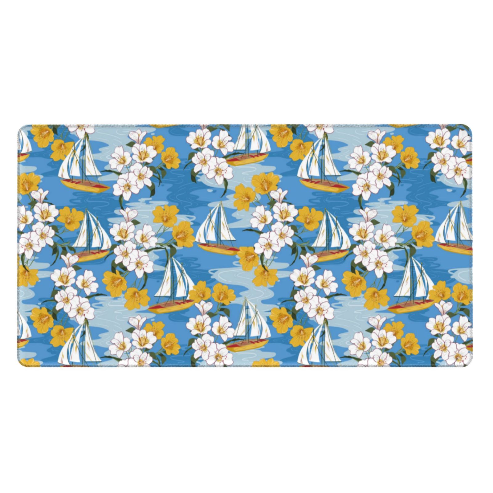 Large Gaming Mouse Pad - Flower and Sail Boat Non-Slip Rubber Base Desk ...