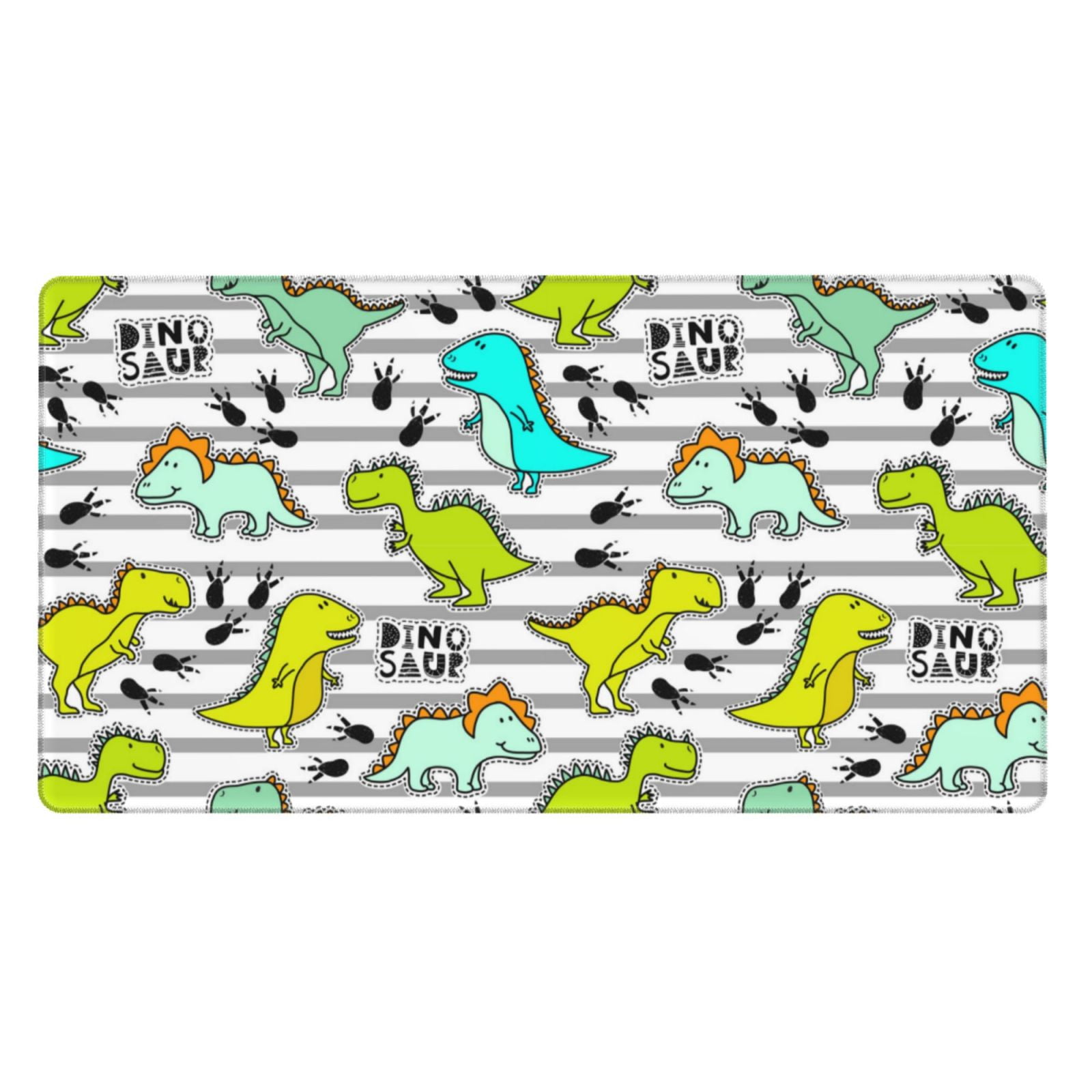 Large Gaming Mouse Pad - Funny Dinosaurs on Stripes Non-Slip Rubber ...