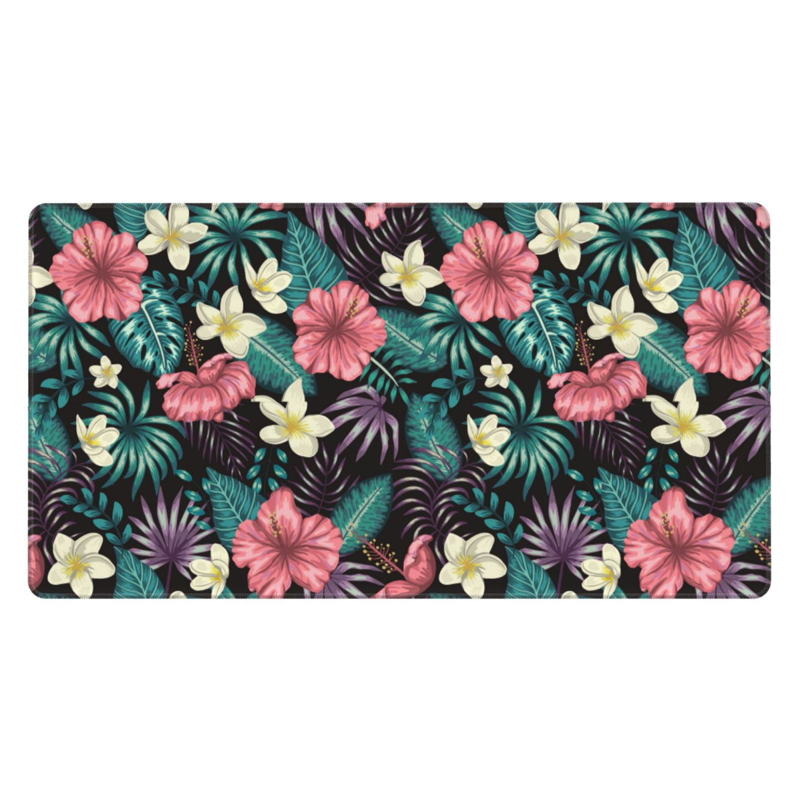 Large Gaming Mouse Pad - Green Tropical Leaves Non-Slip Rubber Base ...