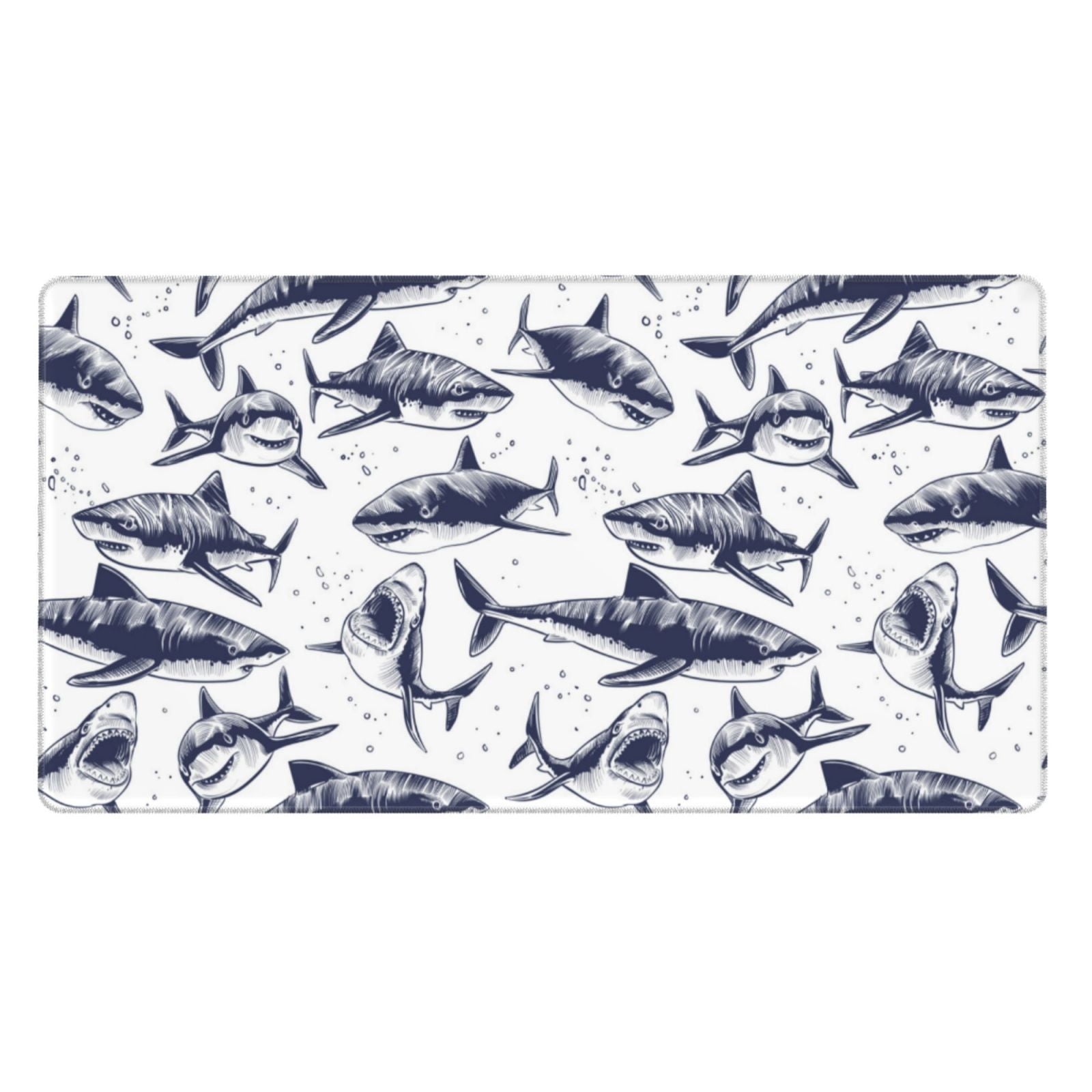 Large Gaming Mouse Pad - Hand drawn shark Non-Slip Rubber Base Desk Mat ...