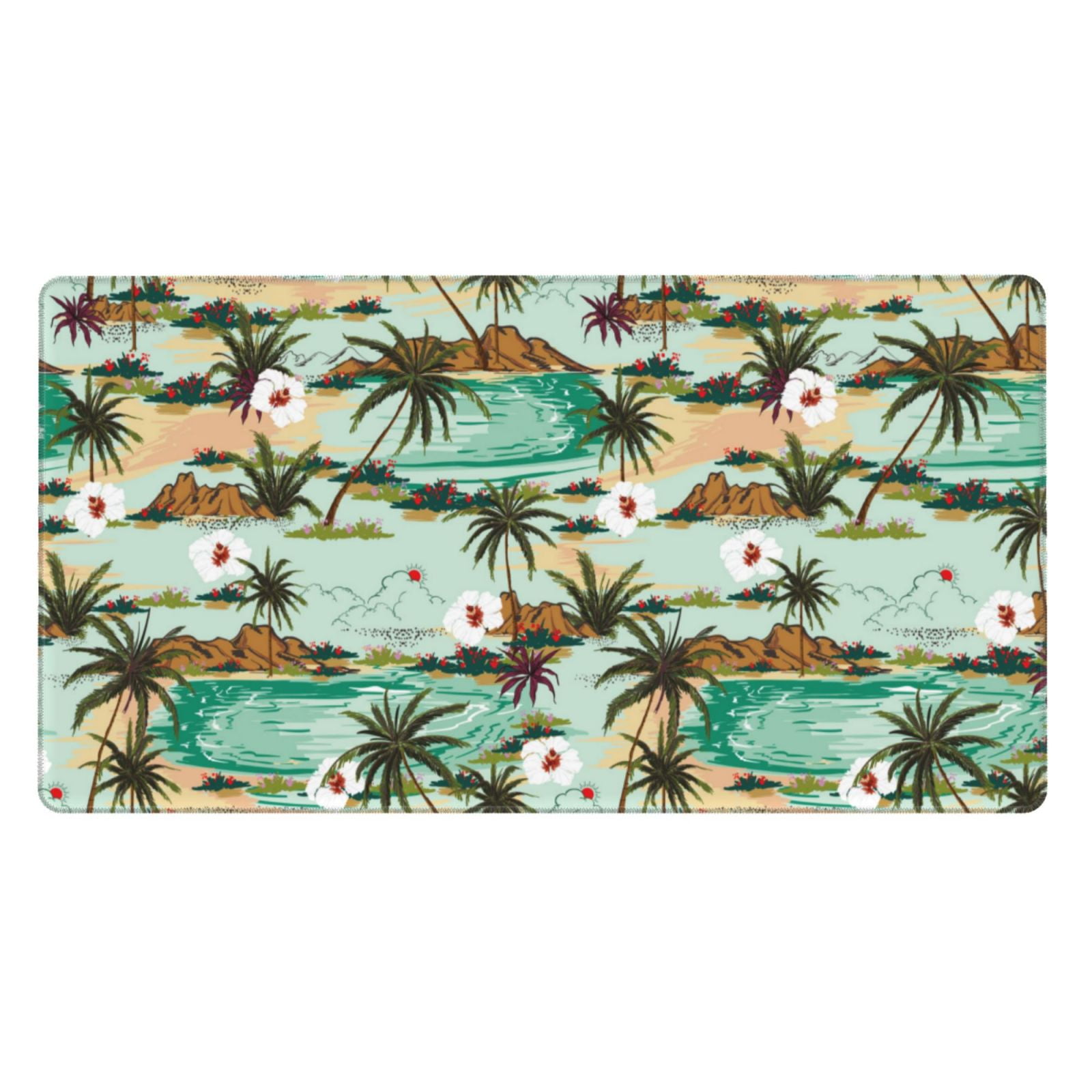 Large Gaming Mouse Pad - Hawaiian Style Flowers Non-Slip Rubber Base ...