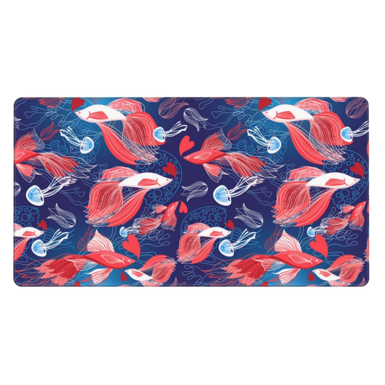 Large Gaming Mouse Pad - Lovers Red Fish Jellyfish Non-Slip Rubber Base ...