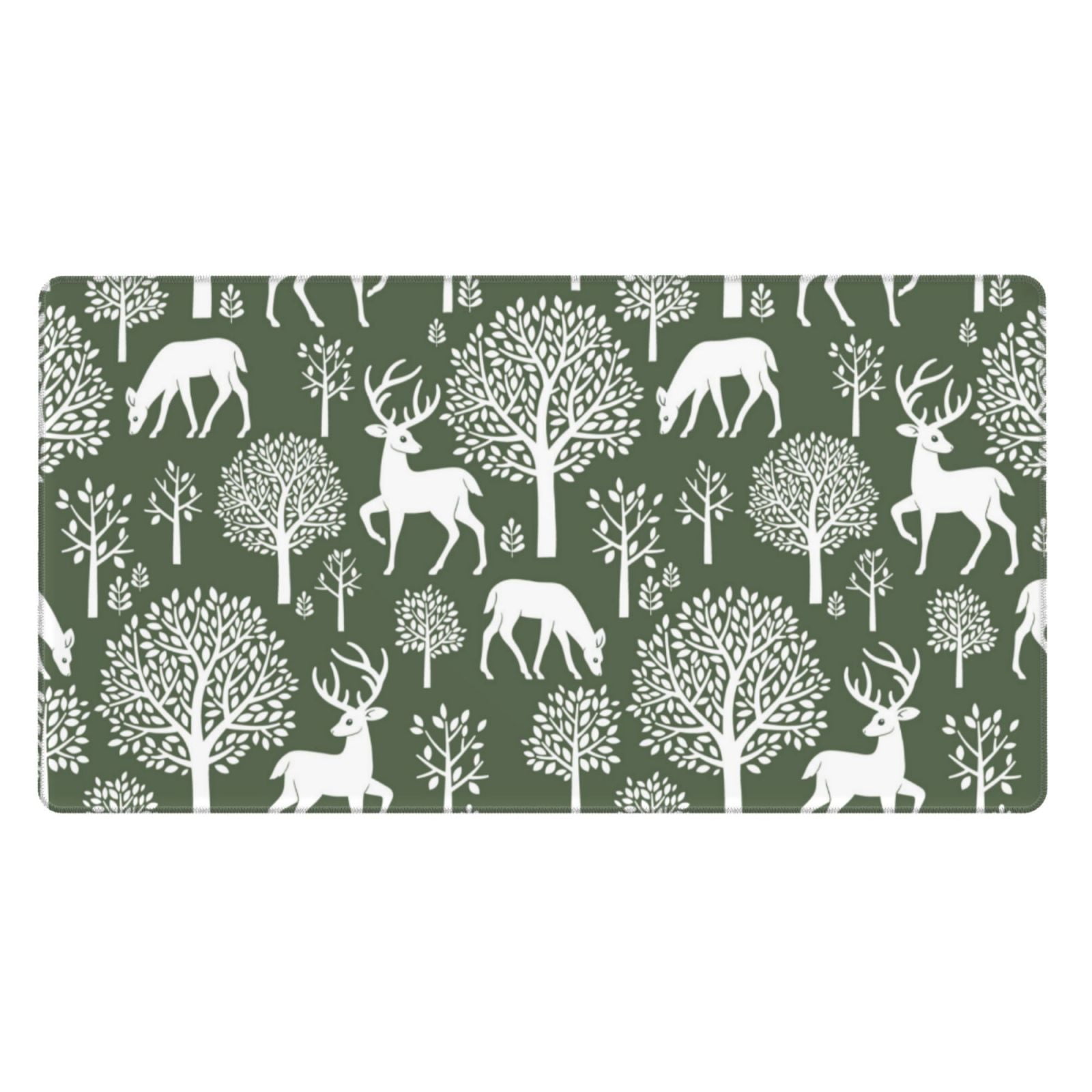 Large Gaming Mouse Pad - Minimalist Cute Deer Tree Green Non-Slip ...