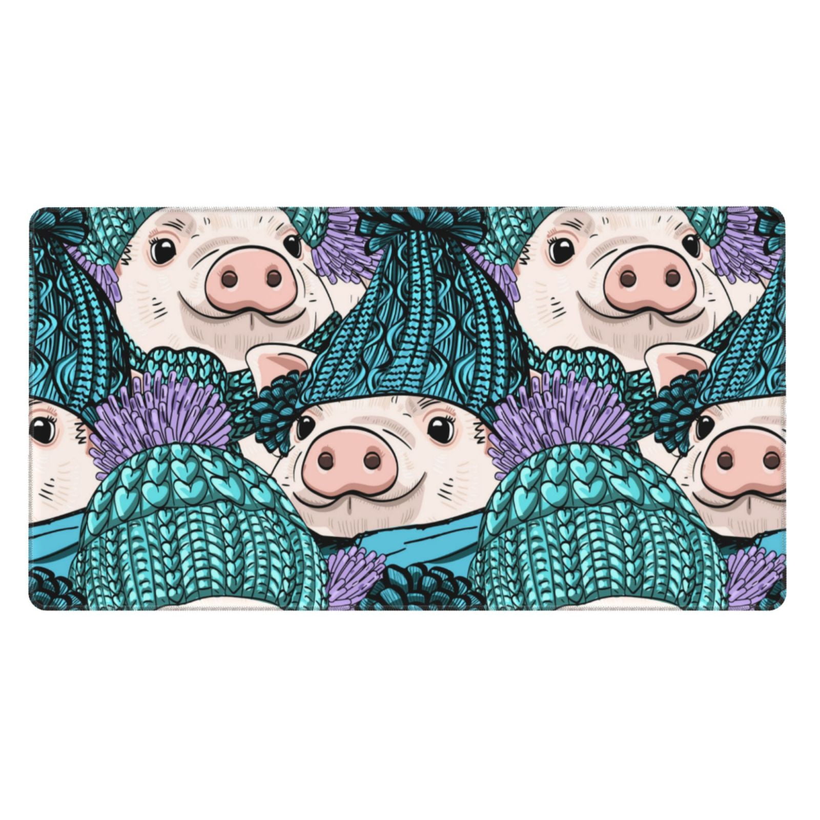 Large Gaming Mouse Pad - Modern Cute Hat Pig Non-Slip Rubber Base Desk ...