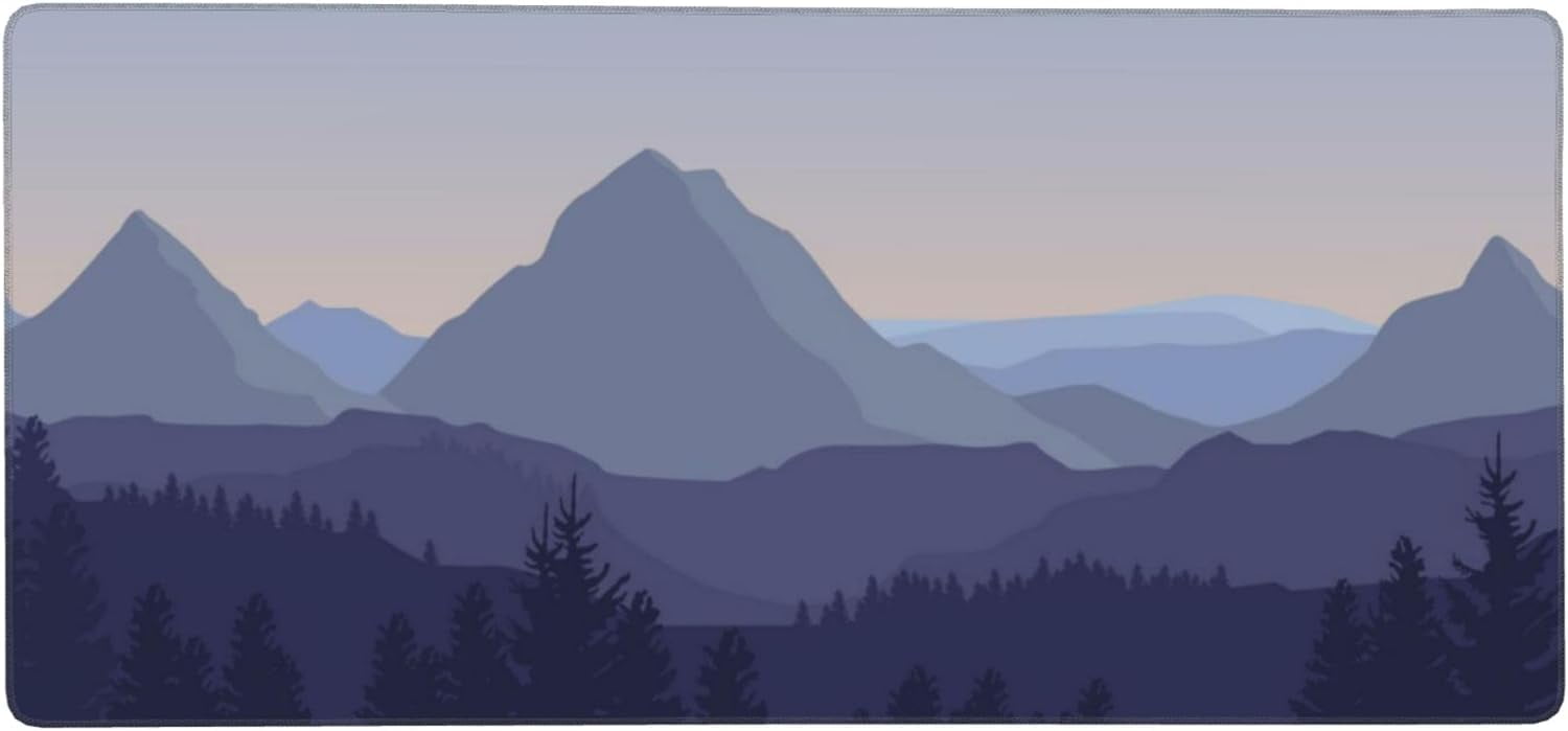 Large Gaming Mouse Pad Mountain Forest Scenery Mouse Pad with Stitched ...