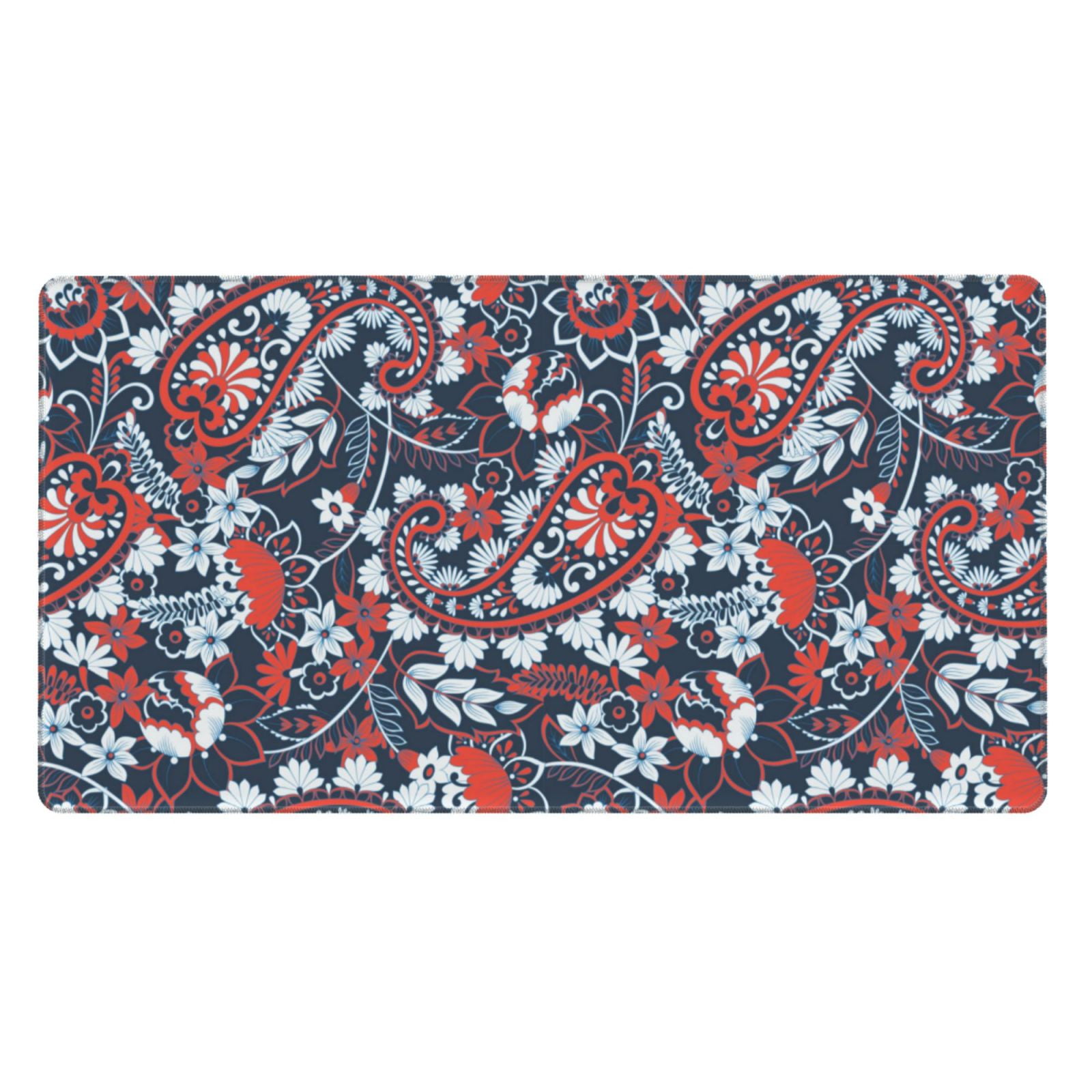 Large Gaming Mouse Pad - Paisley Print red Non-Slip Rubber Base Desk ...