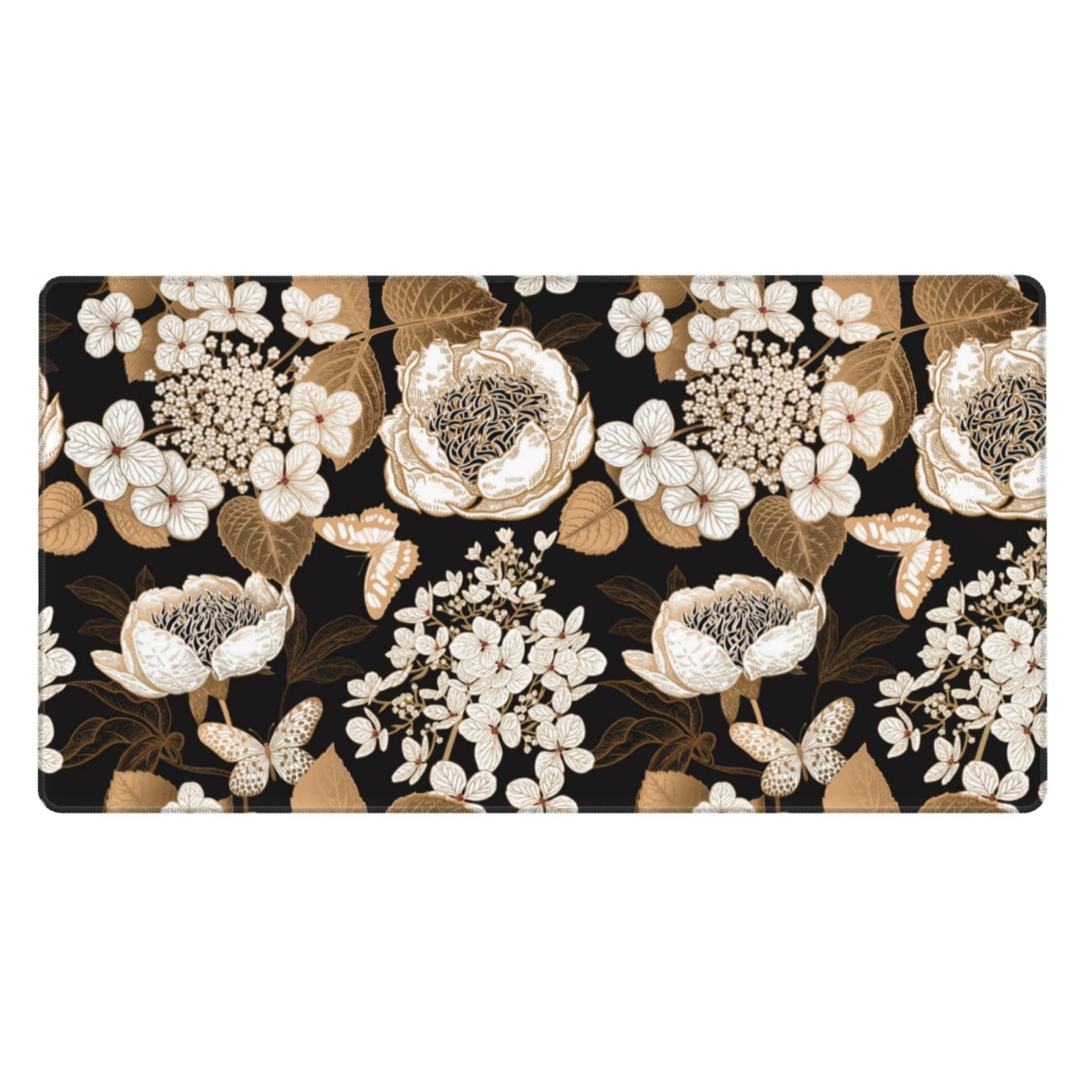 Large Gaming Mouse Pad - Retro hydrangeas Non-Slip Rubber Base Desk Mat ...