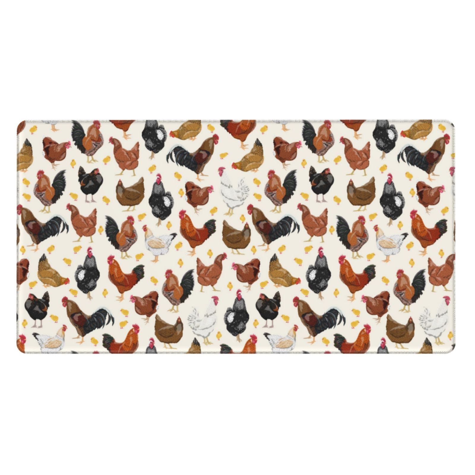 Large Gaming Mouse Pad - Roosters and Chickens Non-Slip Rubber Base ...