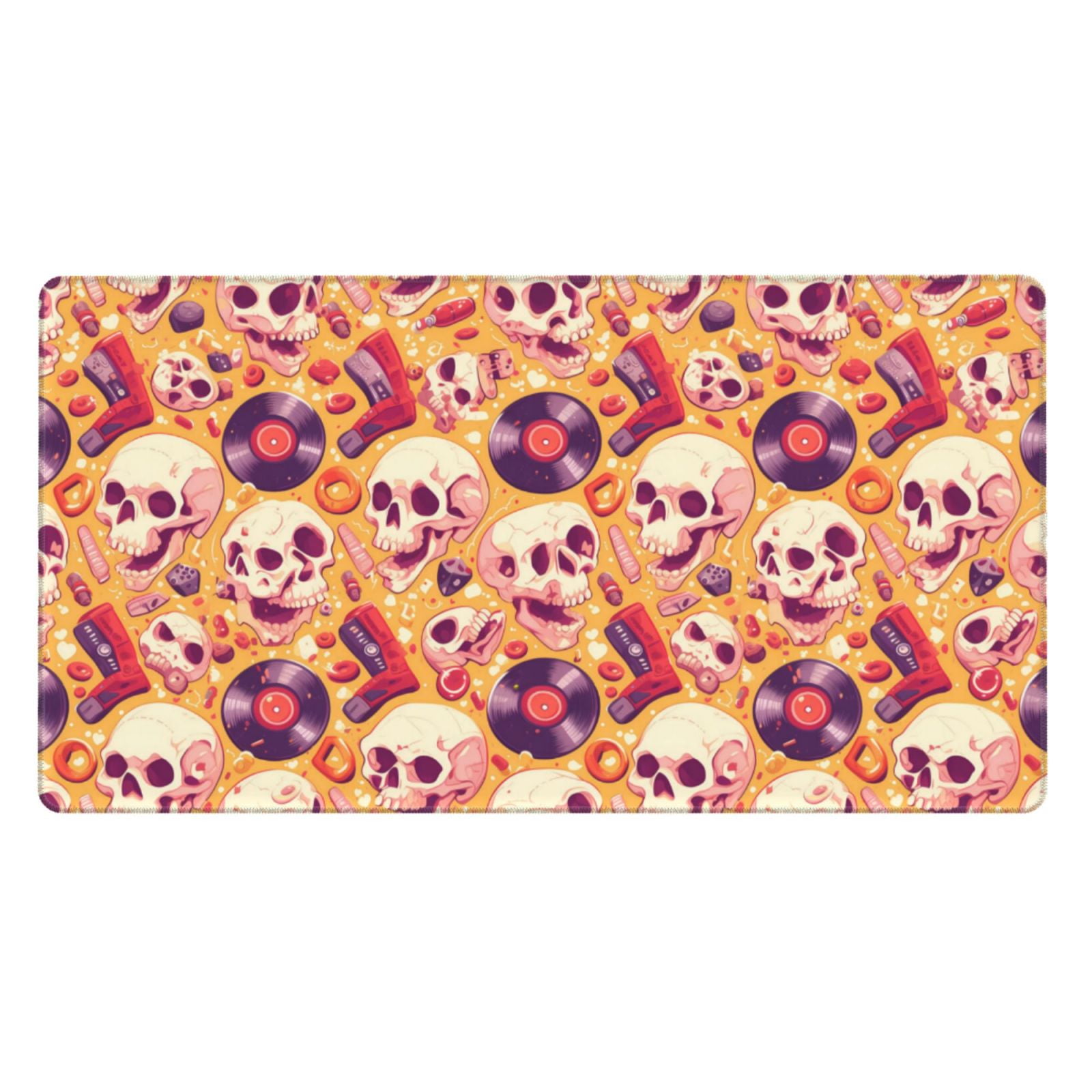 Large Gaming Mouse Pad - Skull rock record Non-Slip Rubber Base Desk ...
