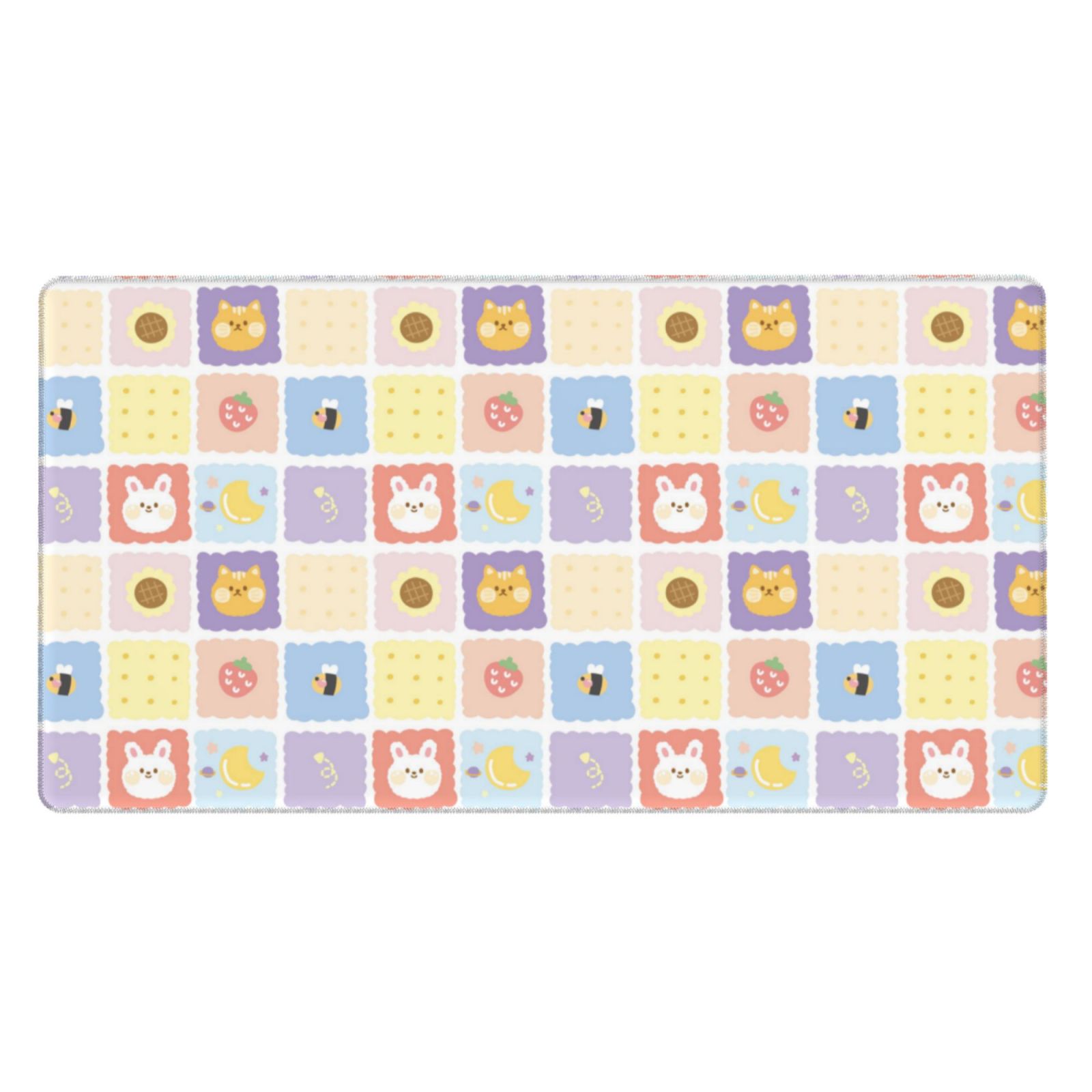 Large Gaming Mouse Pad - Sticker Style Cute Rabbit Cat Non-Slip Rubber ...