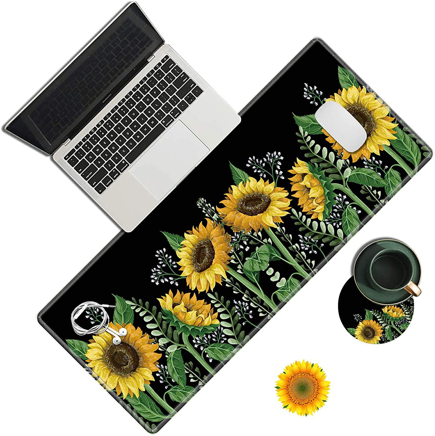 Large Gaming Mouse Pad, Sunflowers Painting Art Desk Pad, Big Extended ...