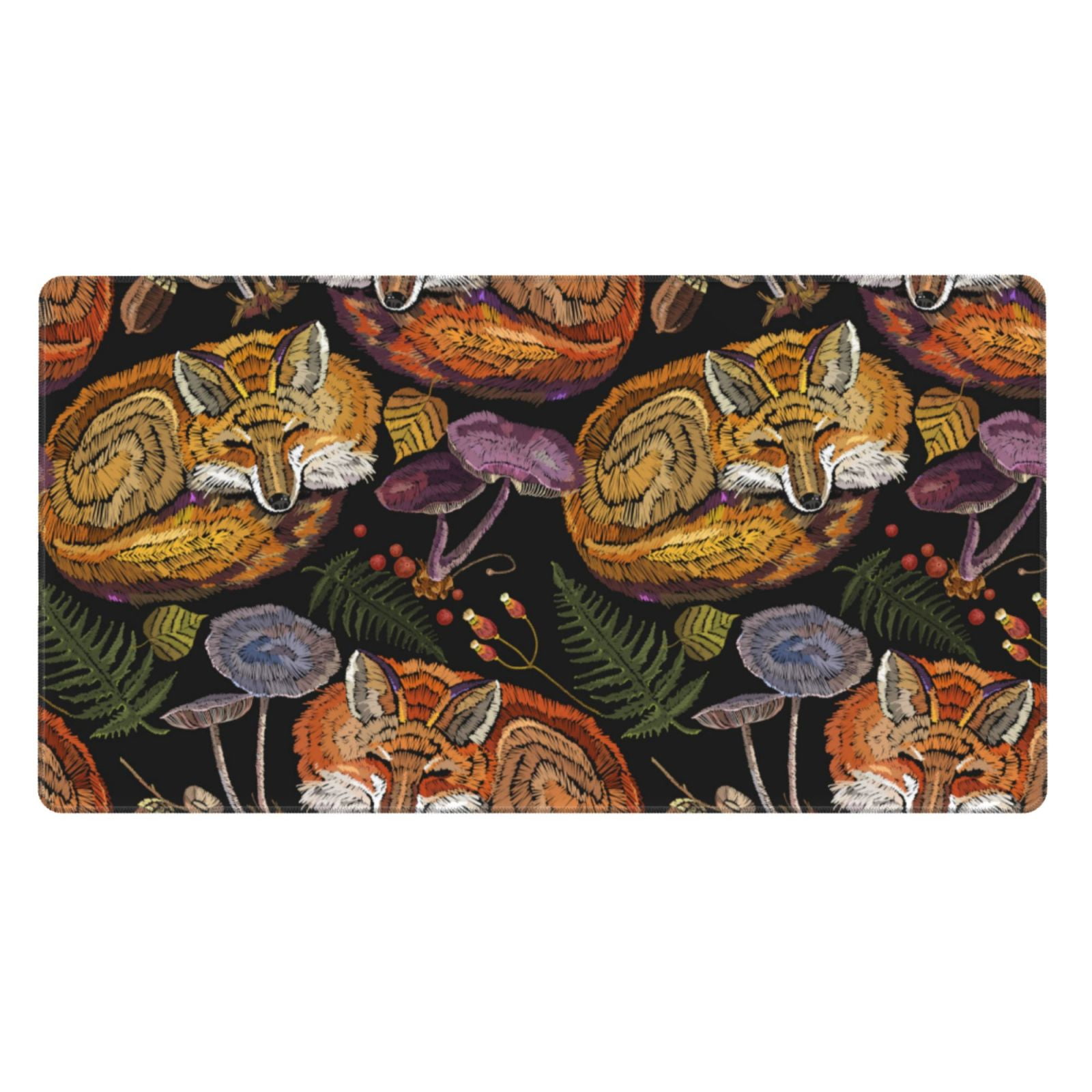Large Gaming Mouse Pad - Tribal Fox Mushroom Non-Slip Rubber Base Desk ...