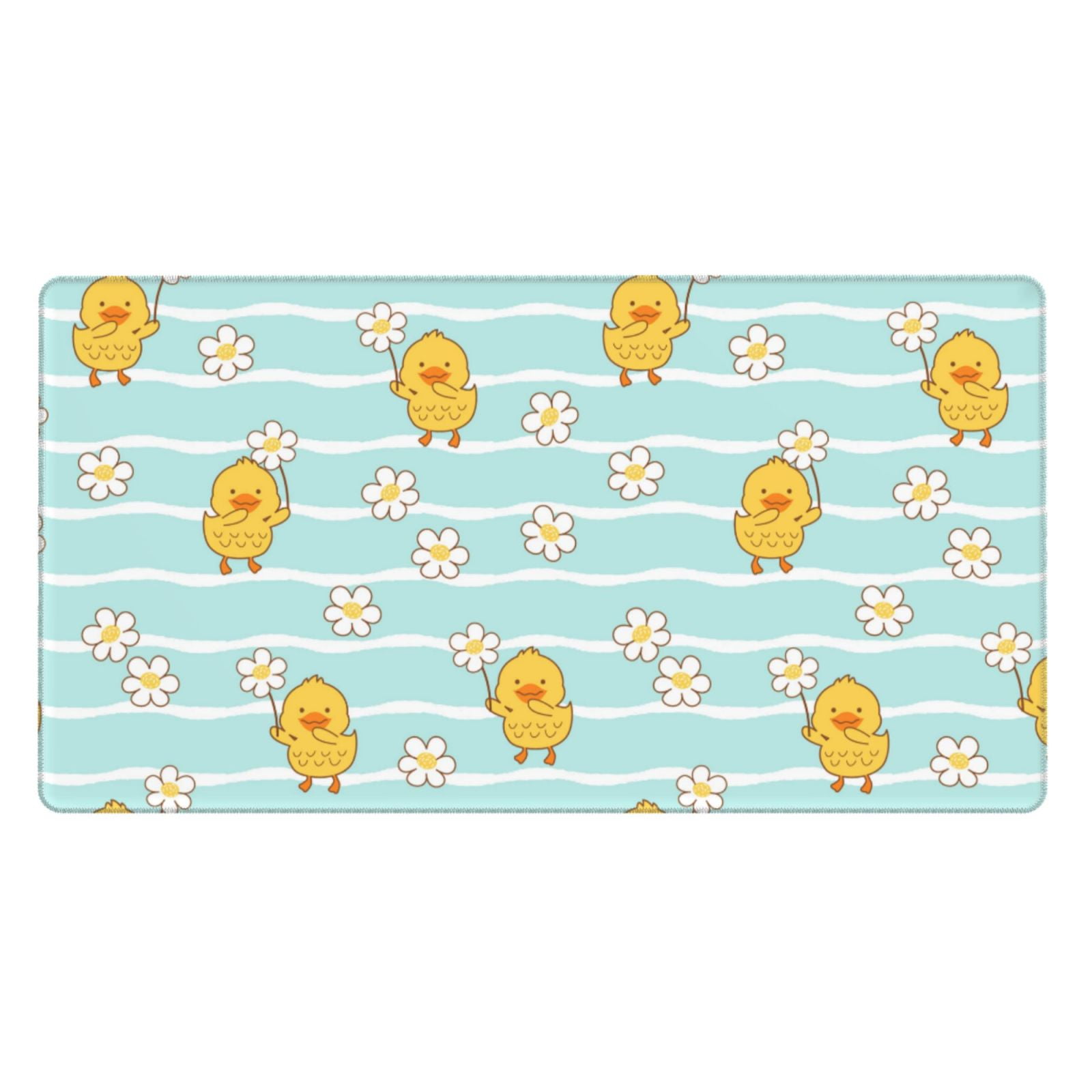 Large Gaming Mouse Pad - Wavy Pattern Cute Duck Daisy Non-Slip Rubber ...