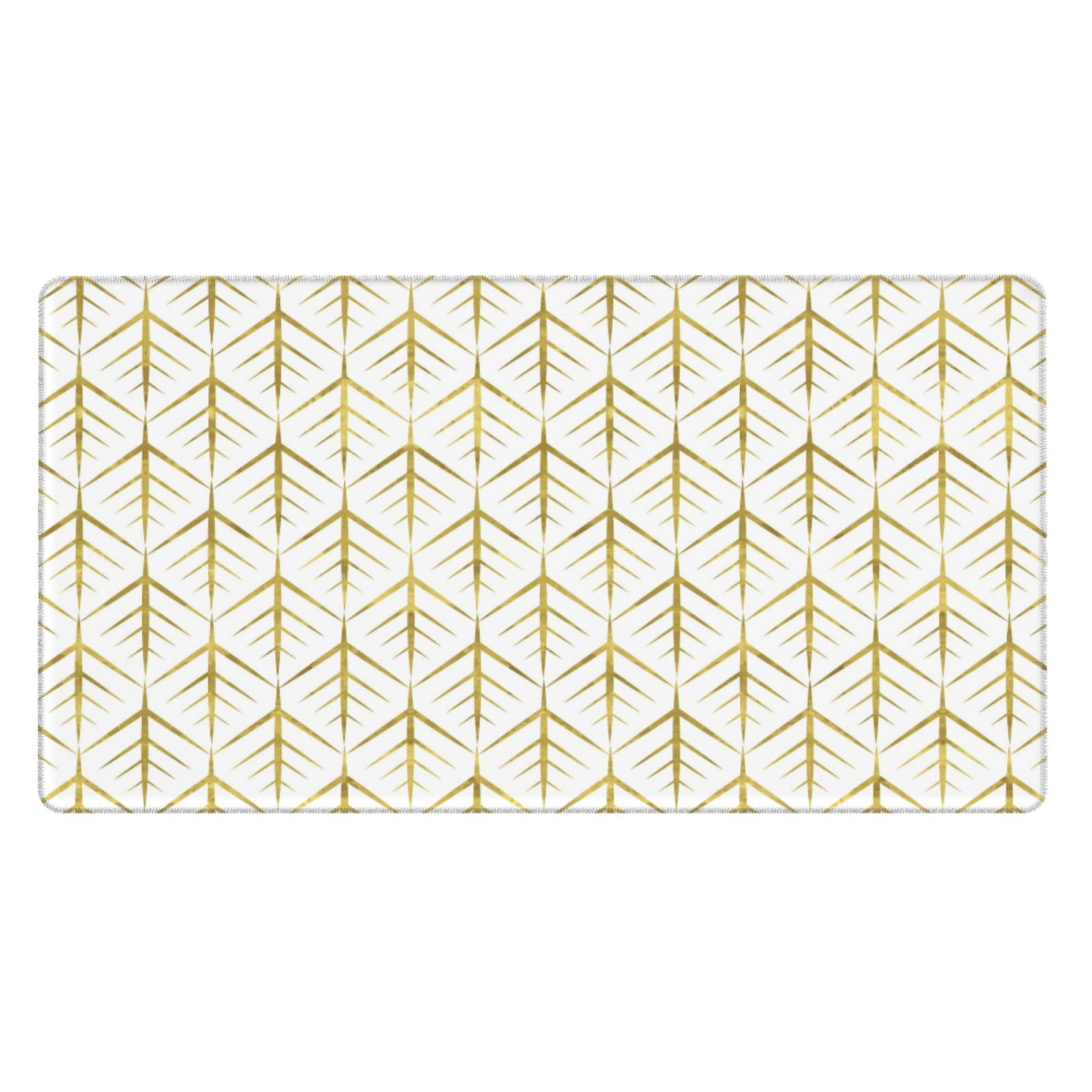 Large Gaming Mouse Pad - White And Gold Geometry Non-Slip Rubber Base ...