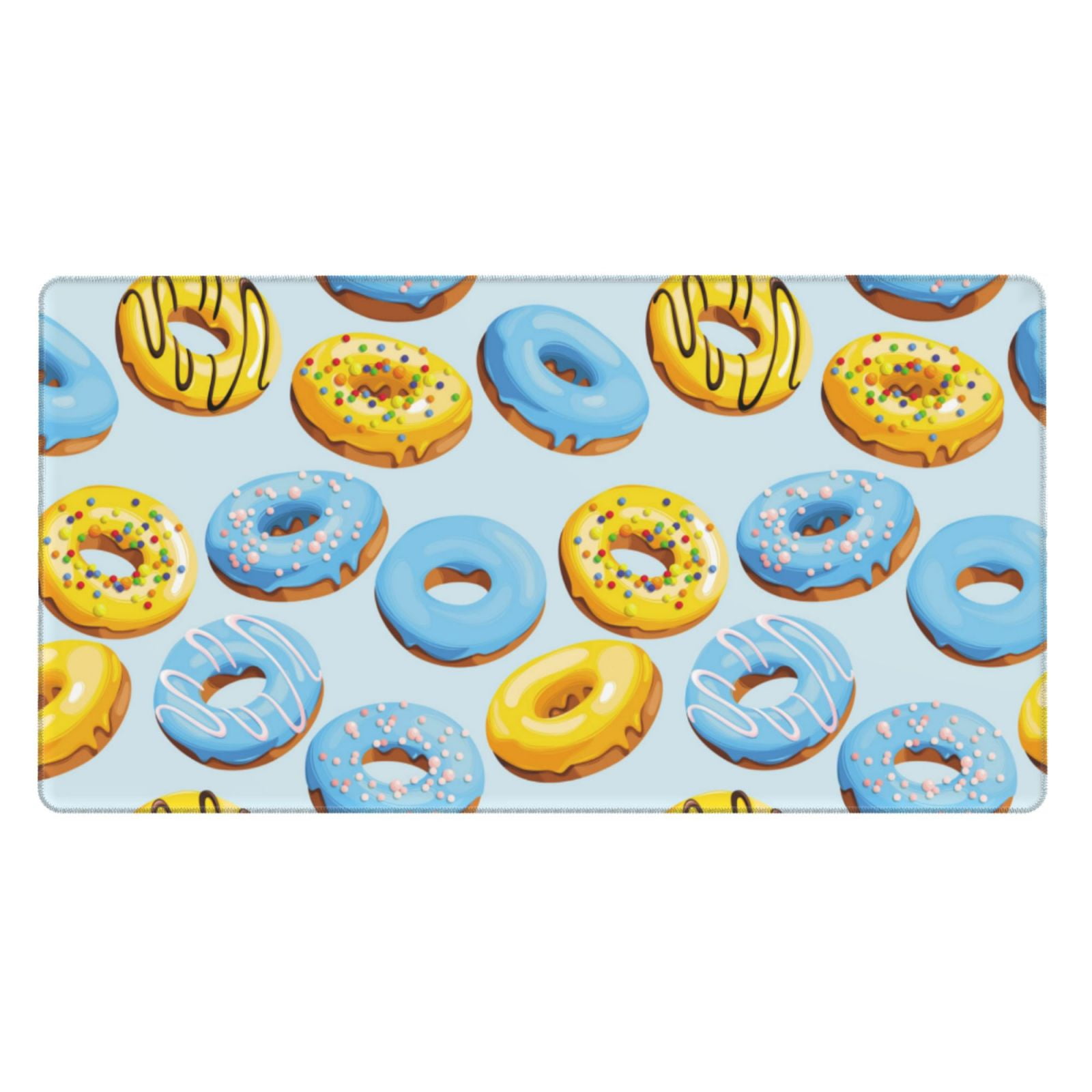 Large Gaming Mouse Pad - Yellow Blue Donut Print Non-Slip Rubber Base ...