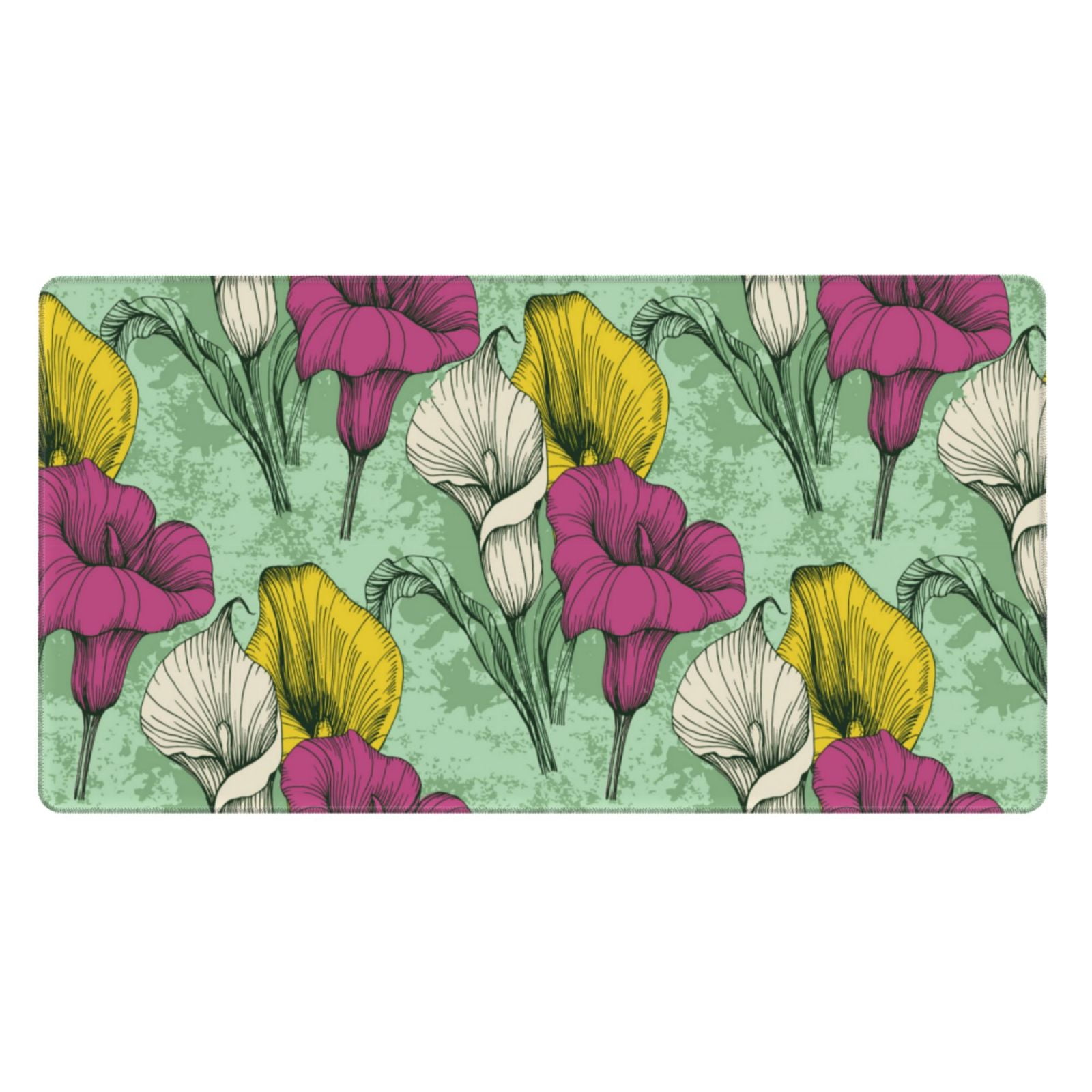 Large Gaming Mouse Pad - Yellow Blue Purple Calla Lily Flowers Non-Slip ...