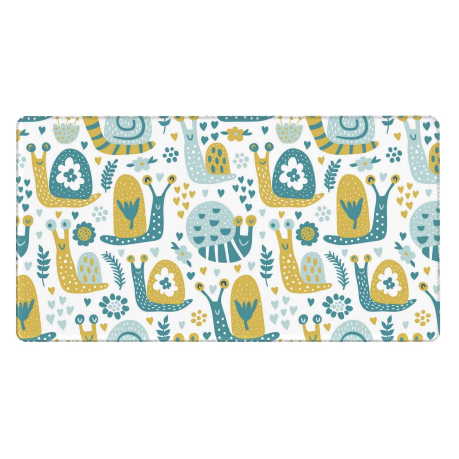 Large Gaming Mouse Pad - Yellow Green Snail Flowers Non-Slip Rubber ...