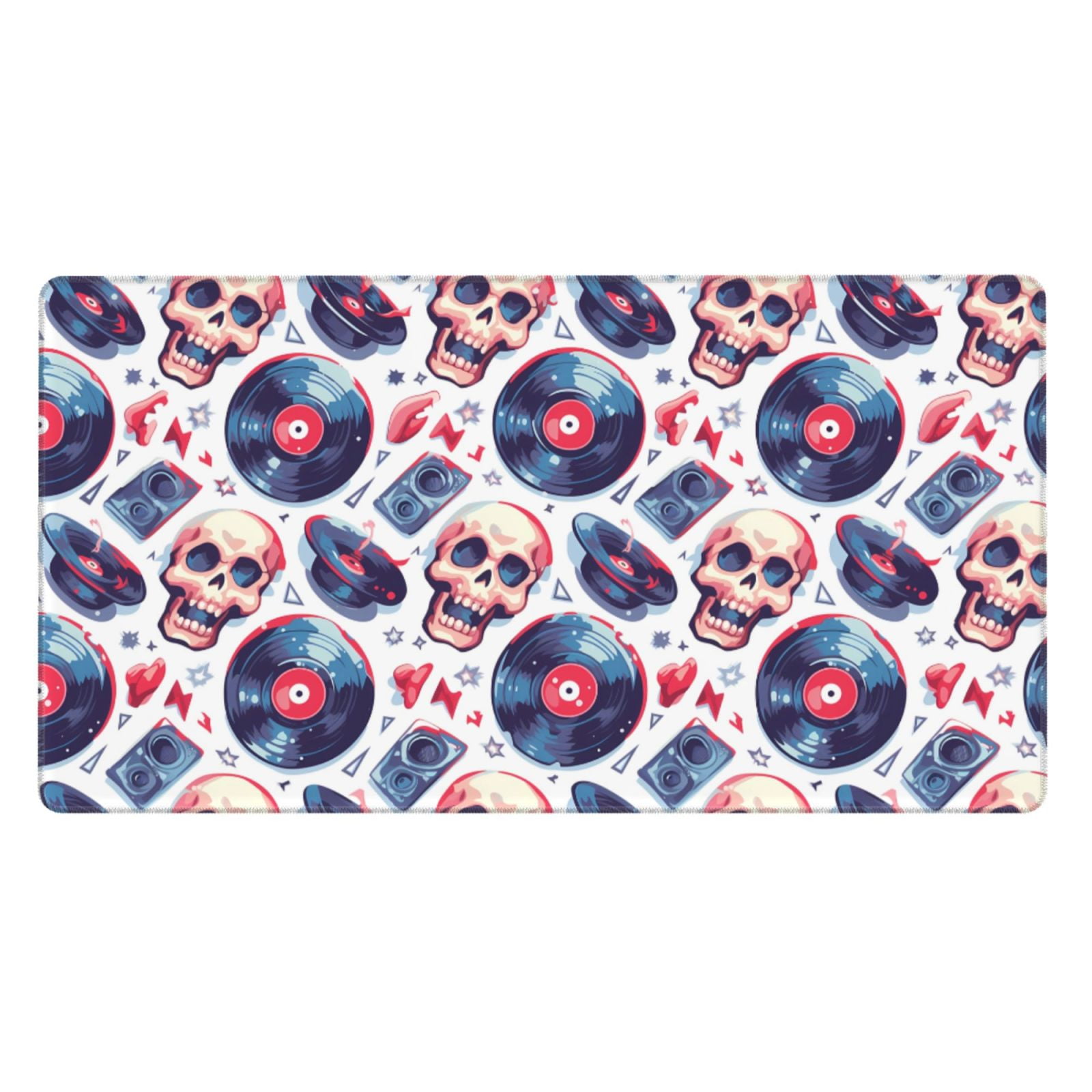 Large Gaming Mouse Pad - record rock music Skull Non-Slip Rubber Base ...