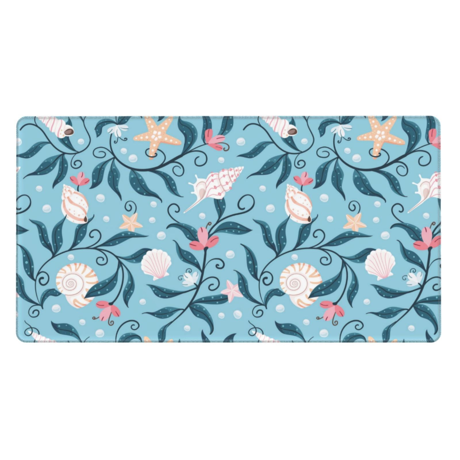 Large Gaming Mouse Pad - starfish seashells sea weed Non-Slip Rubber ...
