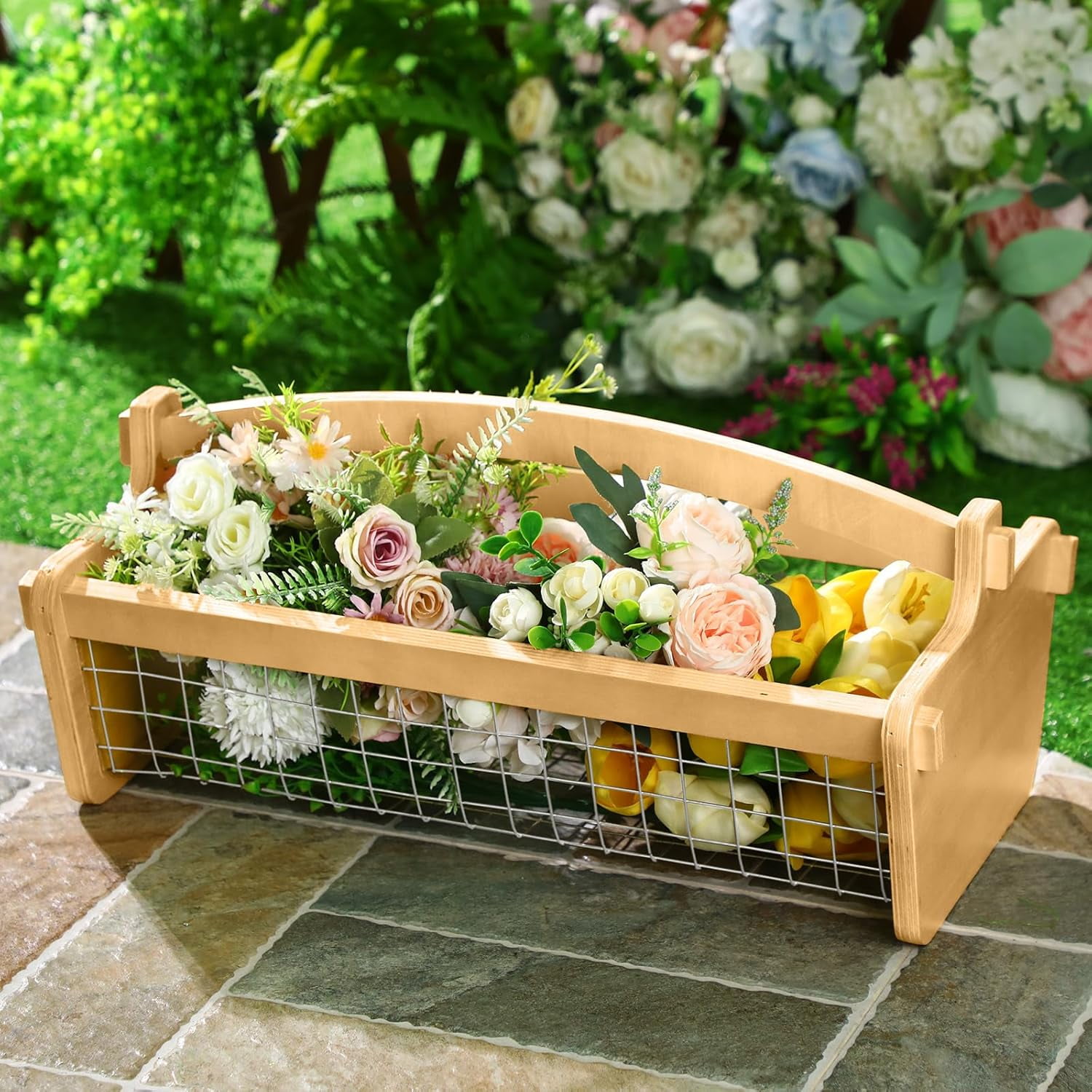 Large Garden Hod Harvest Basket 19 x 11 x 6 Inch, Wooden Gathering ...