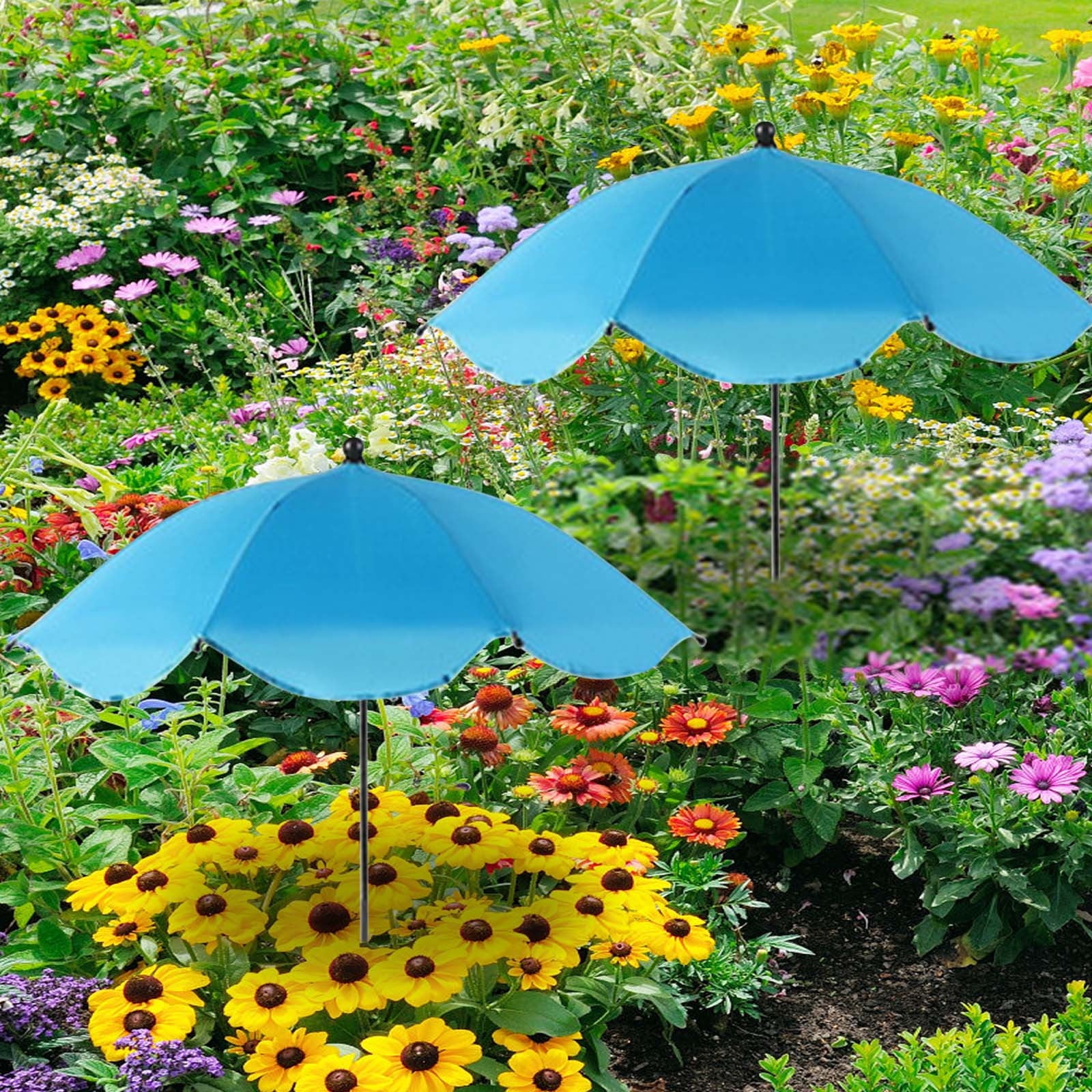 Large Garden Parasol with Stake - Sun & Rain Protection Umbrella for ...