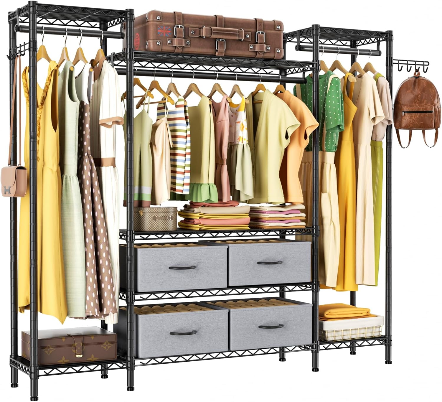 Large Garment Rack Heavy Duty Clothes Rack,Freestanding Closet Portable ...