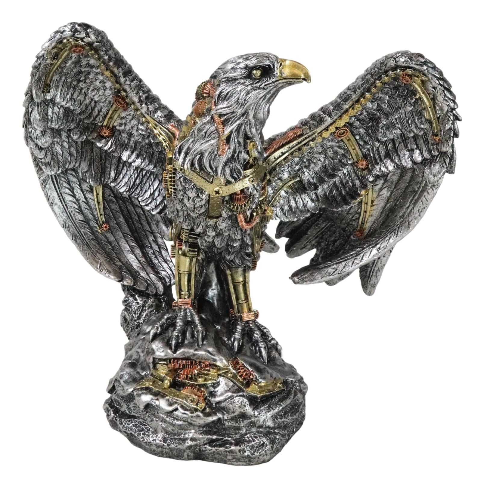 Large Geared Clockwork Steampunk Nano Cyborg Eagle with Open Wings ...
