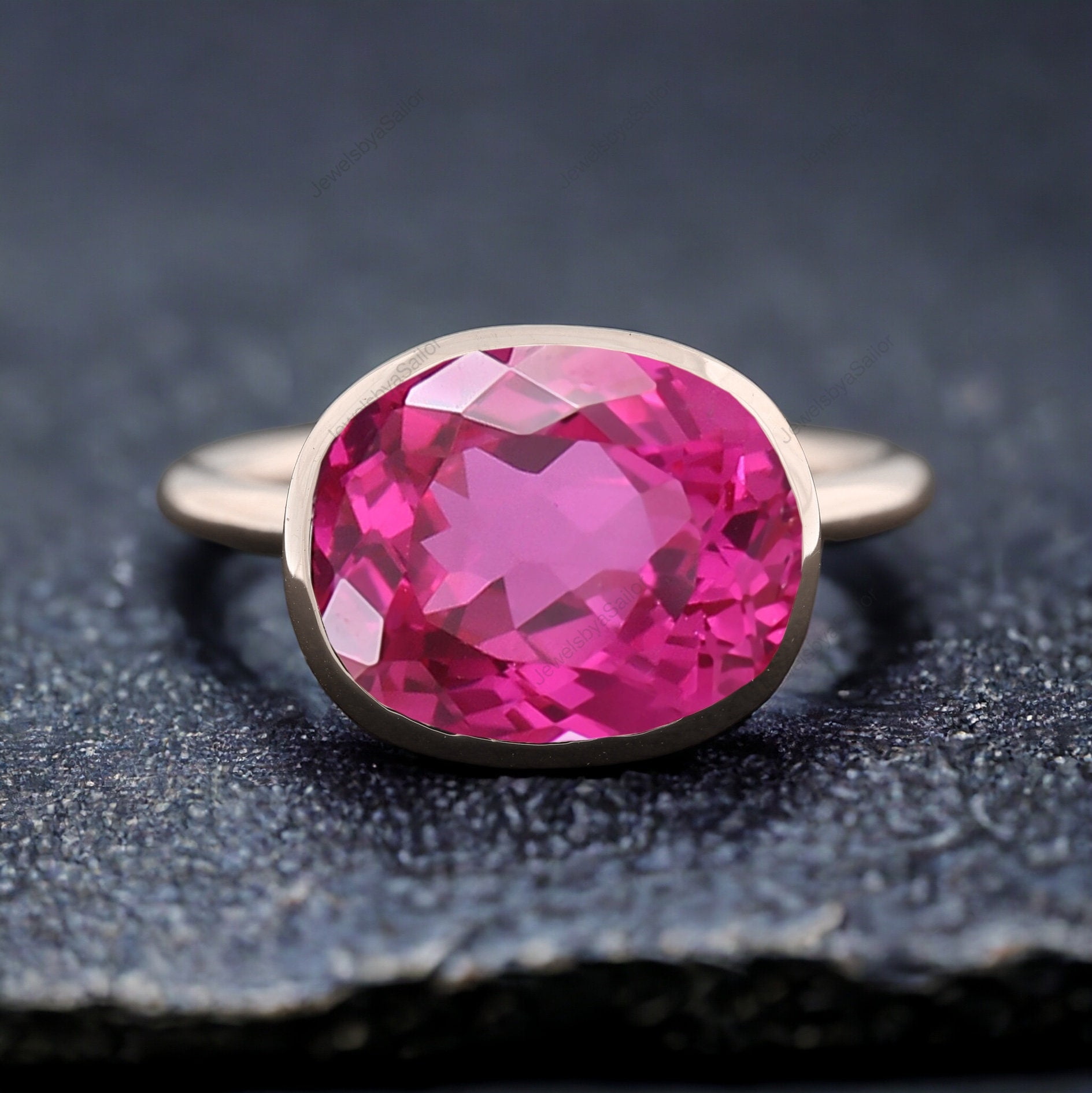 Large Gemstone Ring Blood Pink Ruby Engagement Ring July Birthstone ...