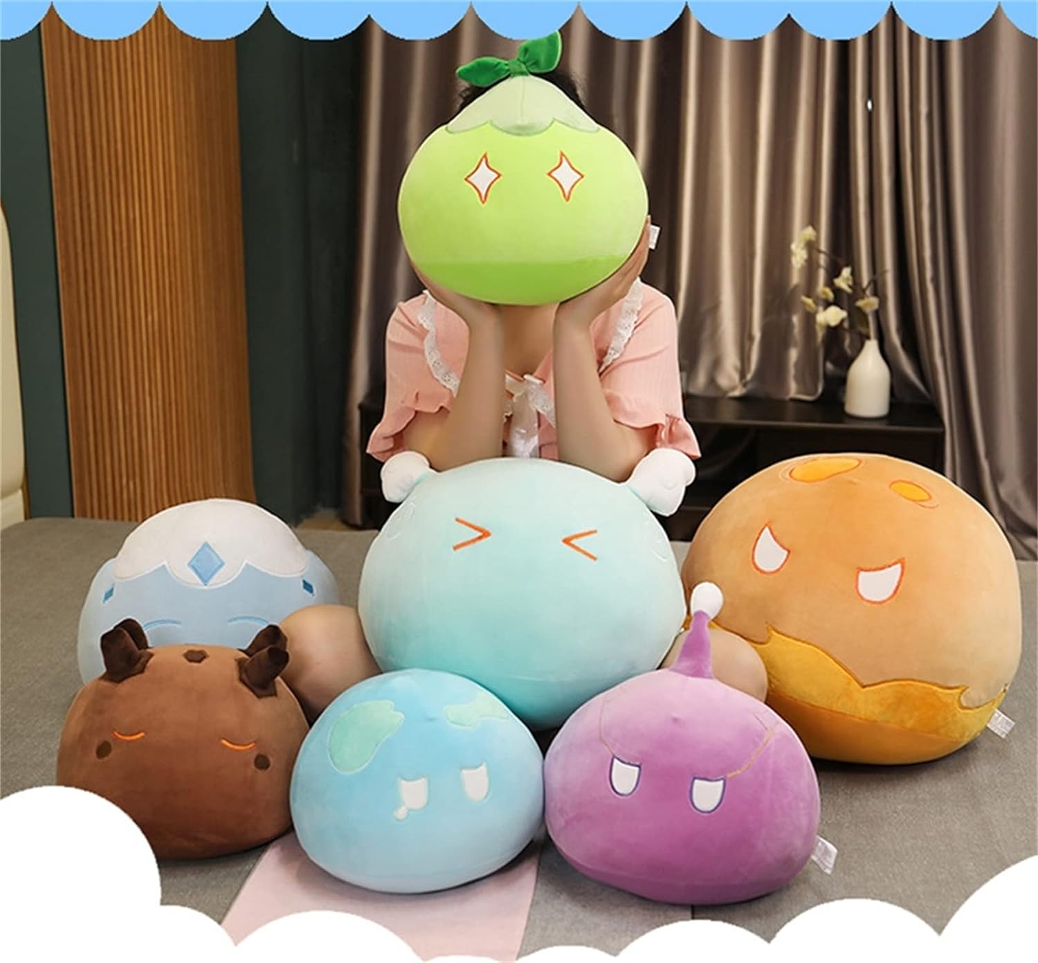 Large Geo Slime Plush Pillow Genshin Impact Sofa Back Soft Cushion ...